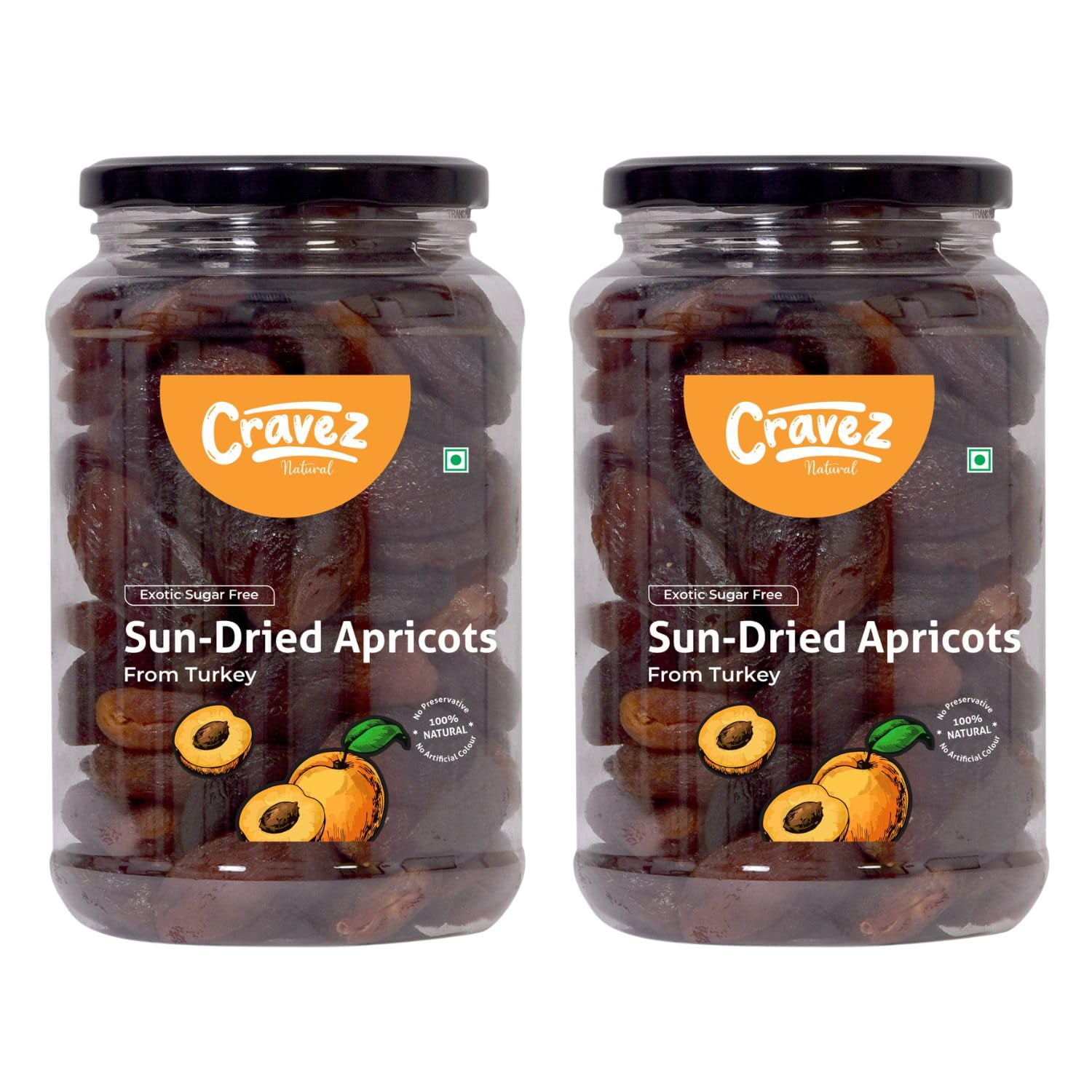 Premium Sun-Dried Seedless Apricots By Cravez 1kg, (500gm * 2 ...