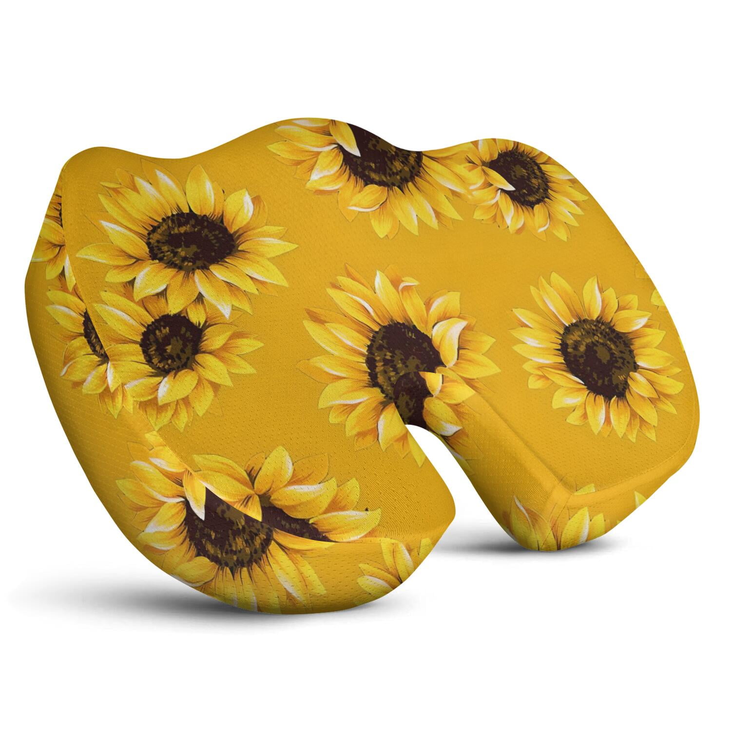 Premium Sunflower Pattern Memory Foam Seat Cushion Ergonomic Chair Pad ...