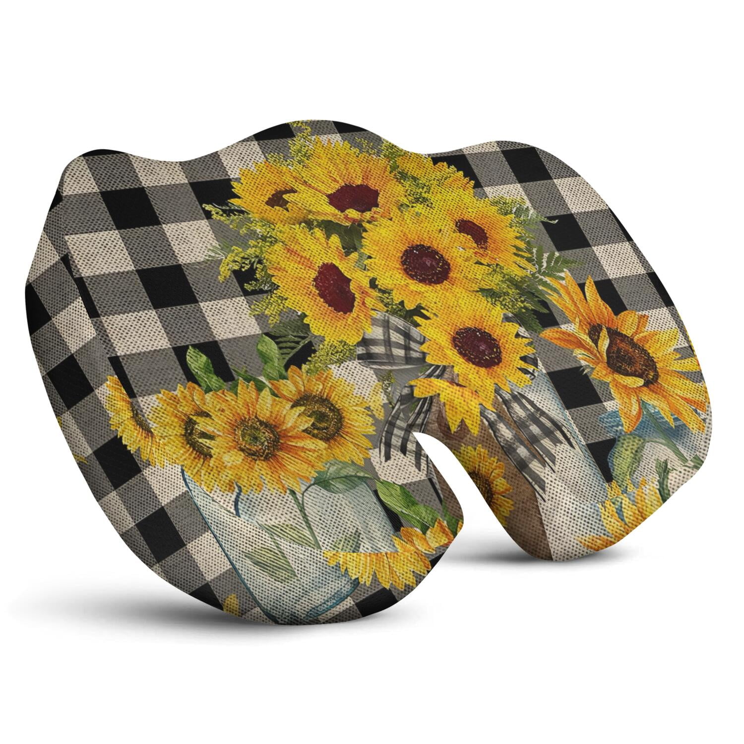 Premium Sunflower Pattern Memory Foam Seat Cushion Ergonomic Chair Pad ...