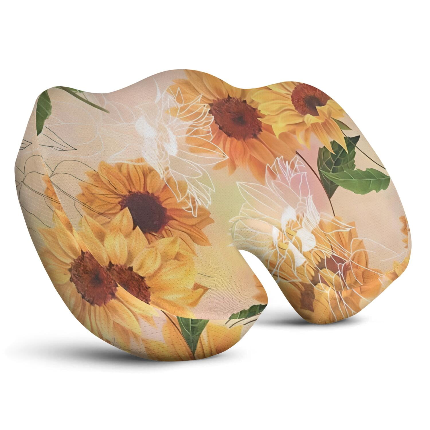 Premium Sunflower Pattern Memory Foam Seat Cushion Ergonomic Chair Pad ...