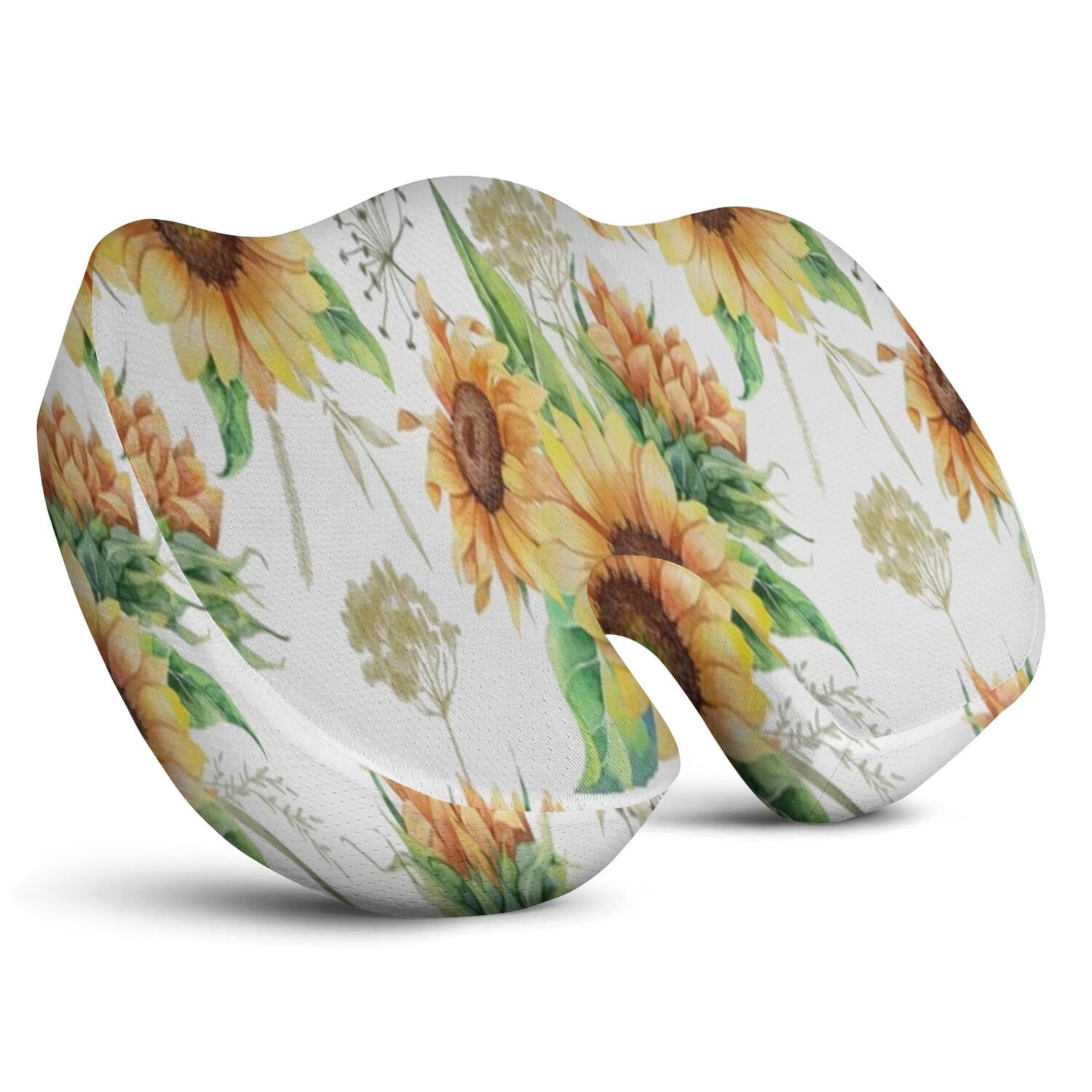 Premium Sunflower Pattern Memory Foam Seat Cushion Ergonomic Chair Pad ...