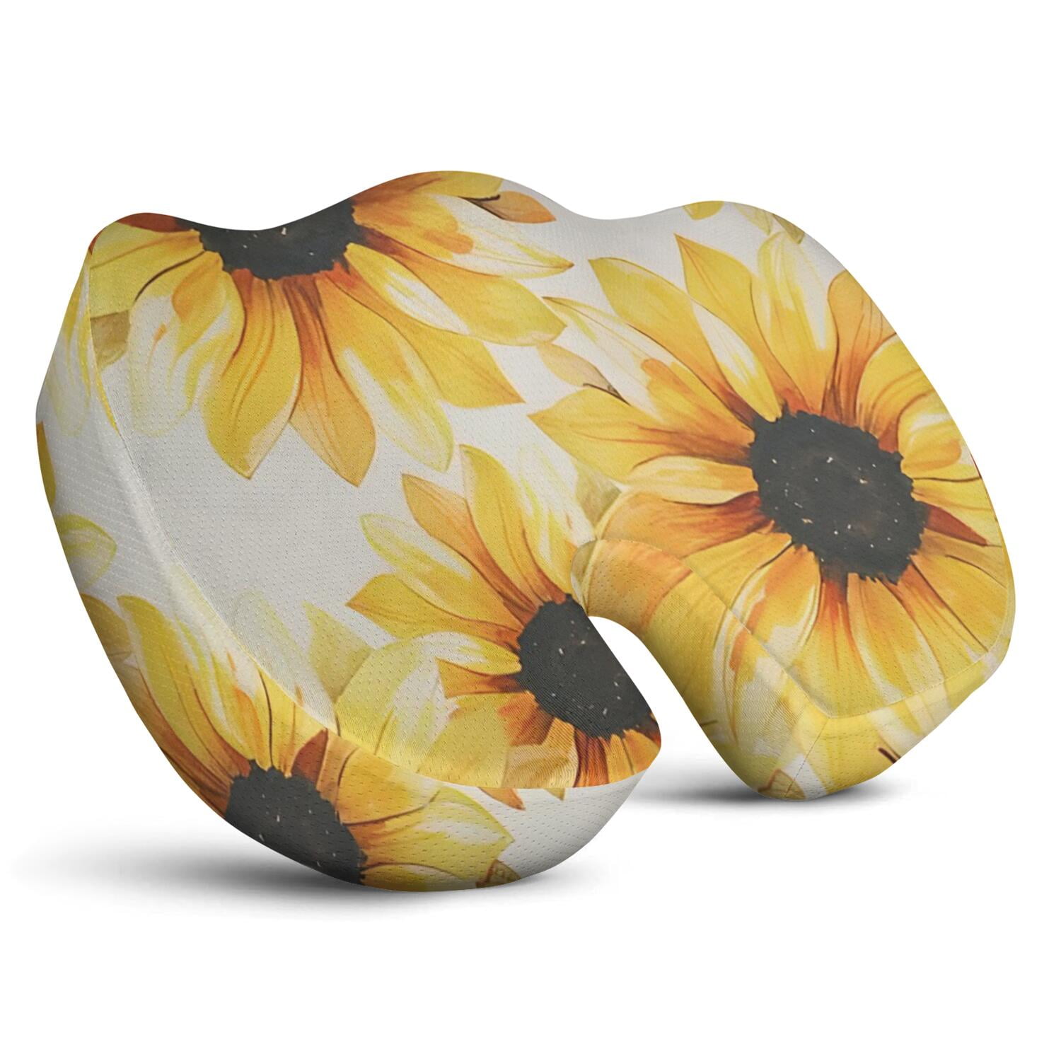 Premium Sunflower Pattern Memory Foam Seat Cushion Ergonomic Chair Pad ...
