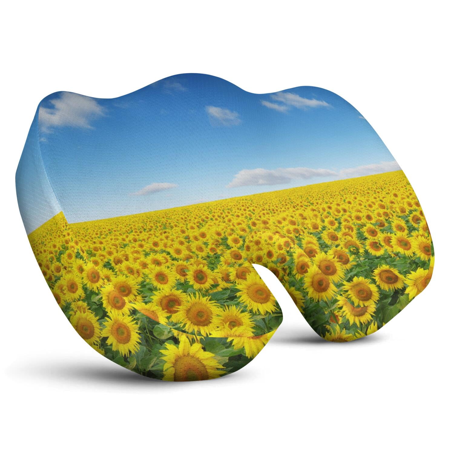 Premium Sunflower Pattern Memory Foam Seat Cushion Ergonomic Chair Pad ...