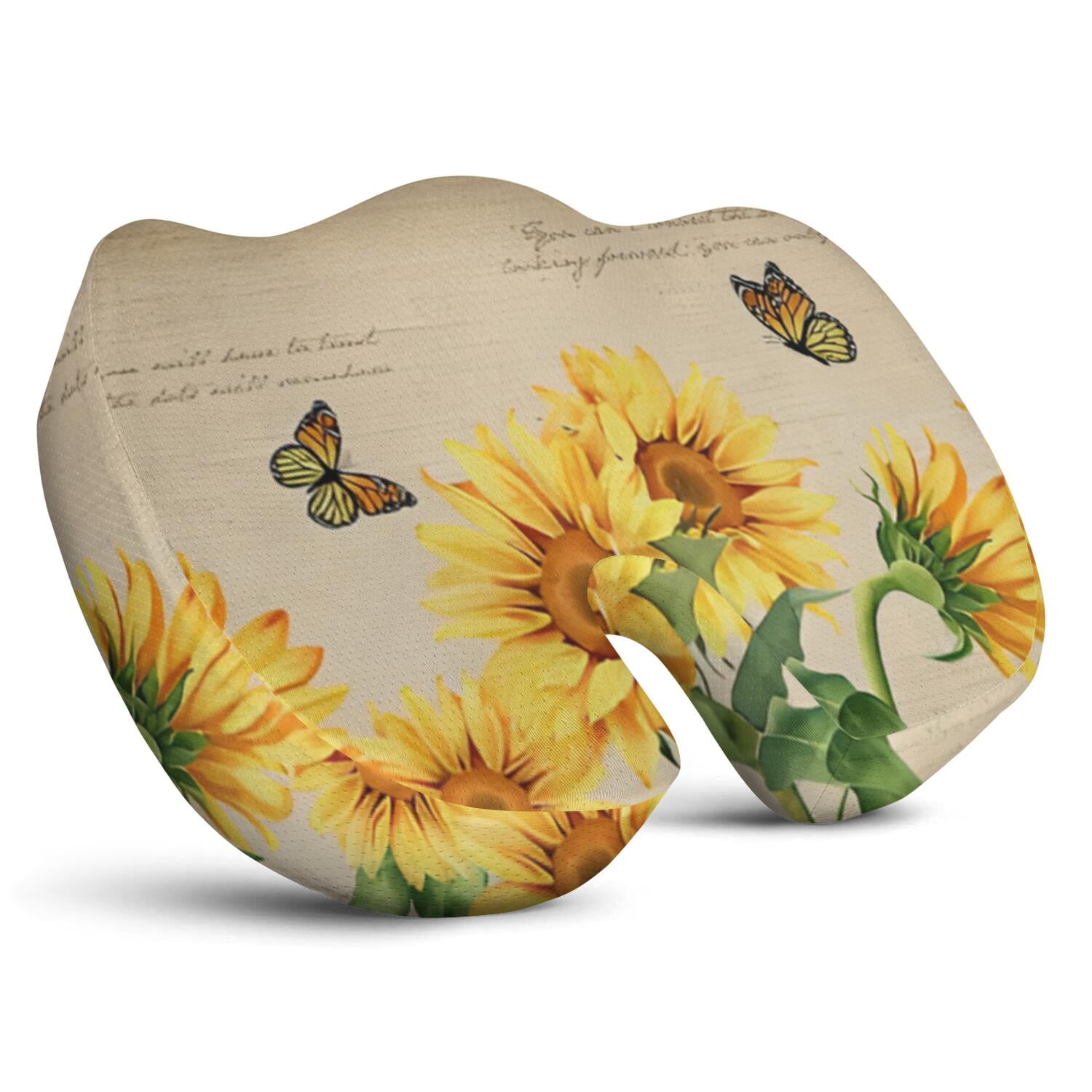 Premium Sunflower Pattern Memory Foam Seat Cushion Ergonomic Chair Pad ...