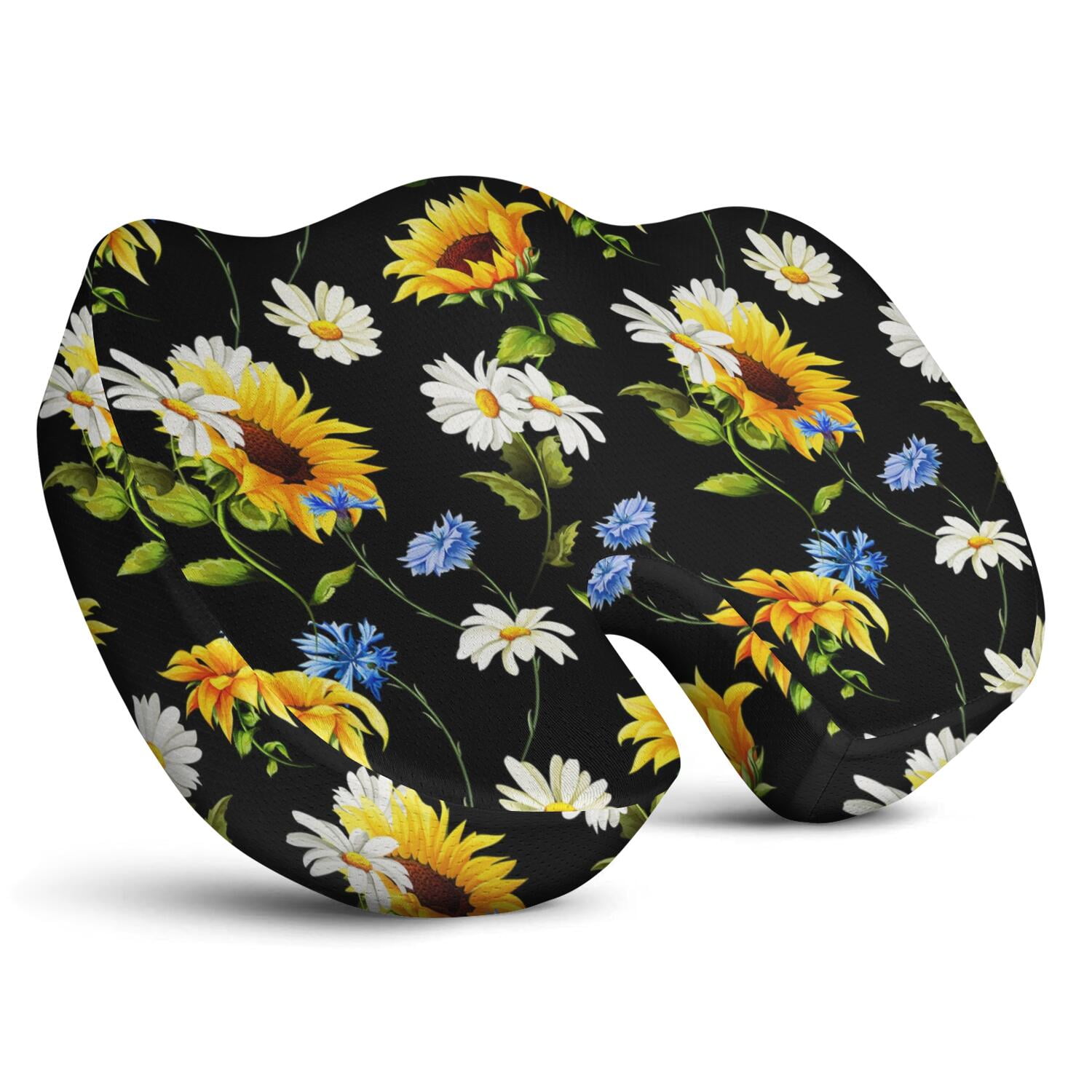 Premium Sunflower Pattern Memory Foam Seat Cushion Ergonomic Chair Pad ...