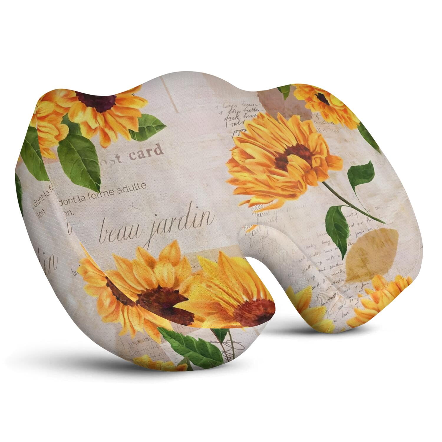 Premium Sunflower Pattern Memory Foam Seat Cushion Ergonomic Chair Pad ...
