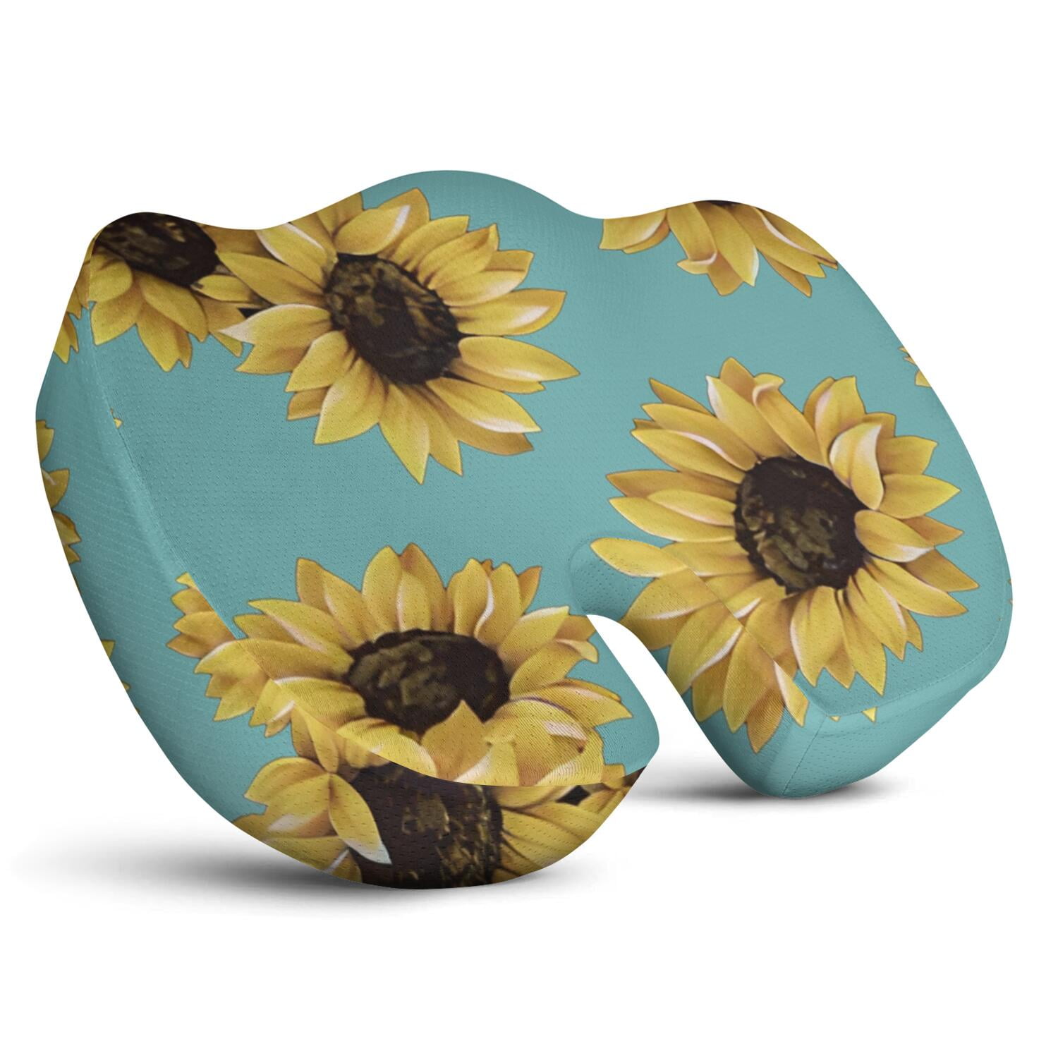 Premium Sunflower Pattern Memory Foam Seat Cushion Ergonomic Chair Pad ...