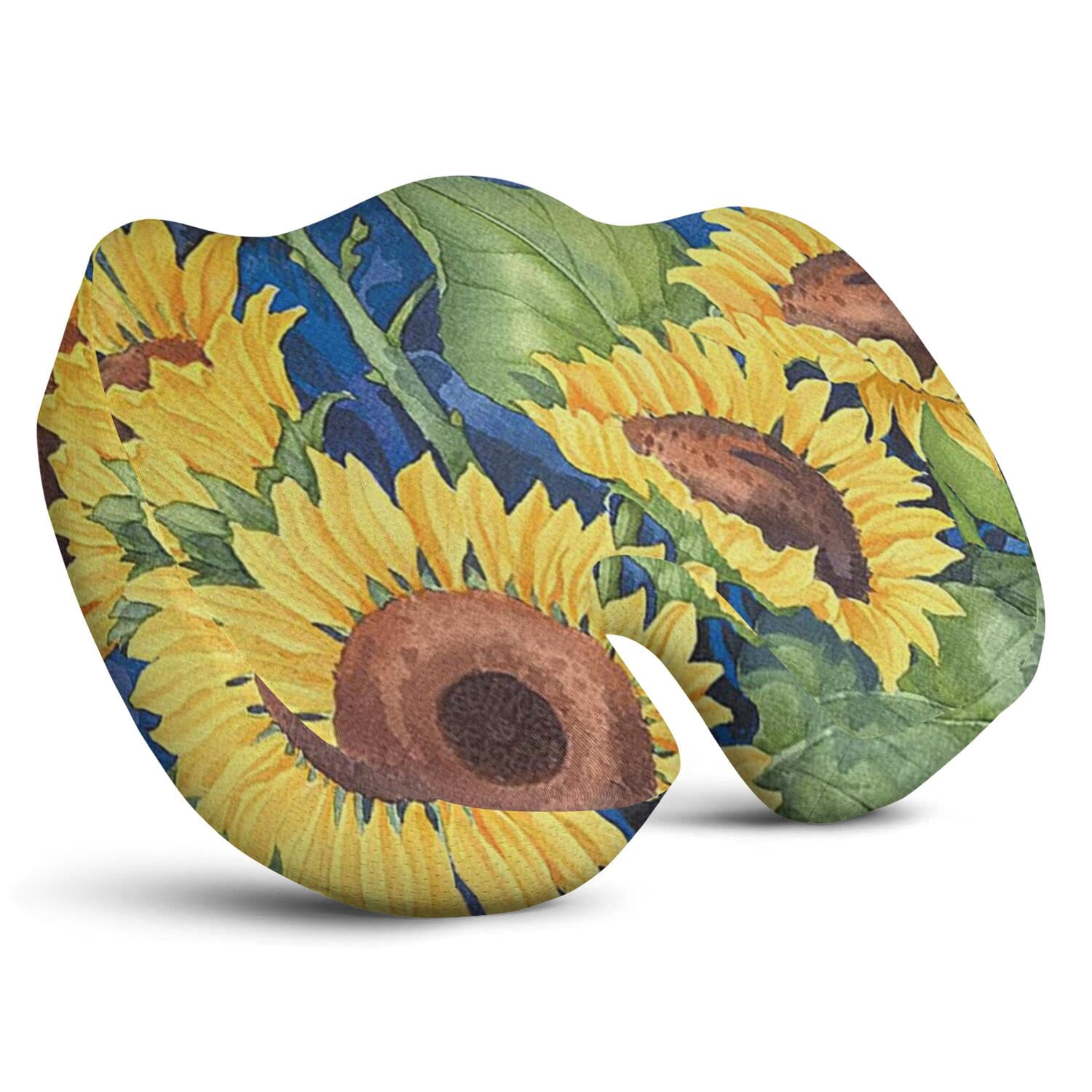 Premium Sunflower Pattern Memory Foam Seat Cushion Ergonomic Chair Pad ...
