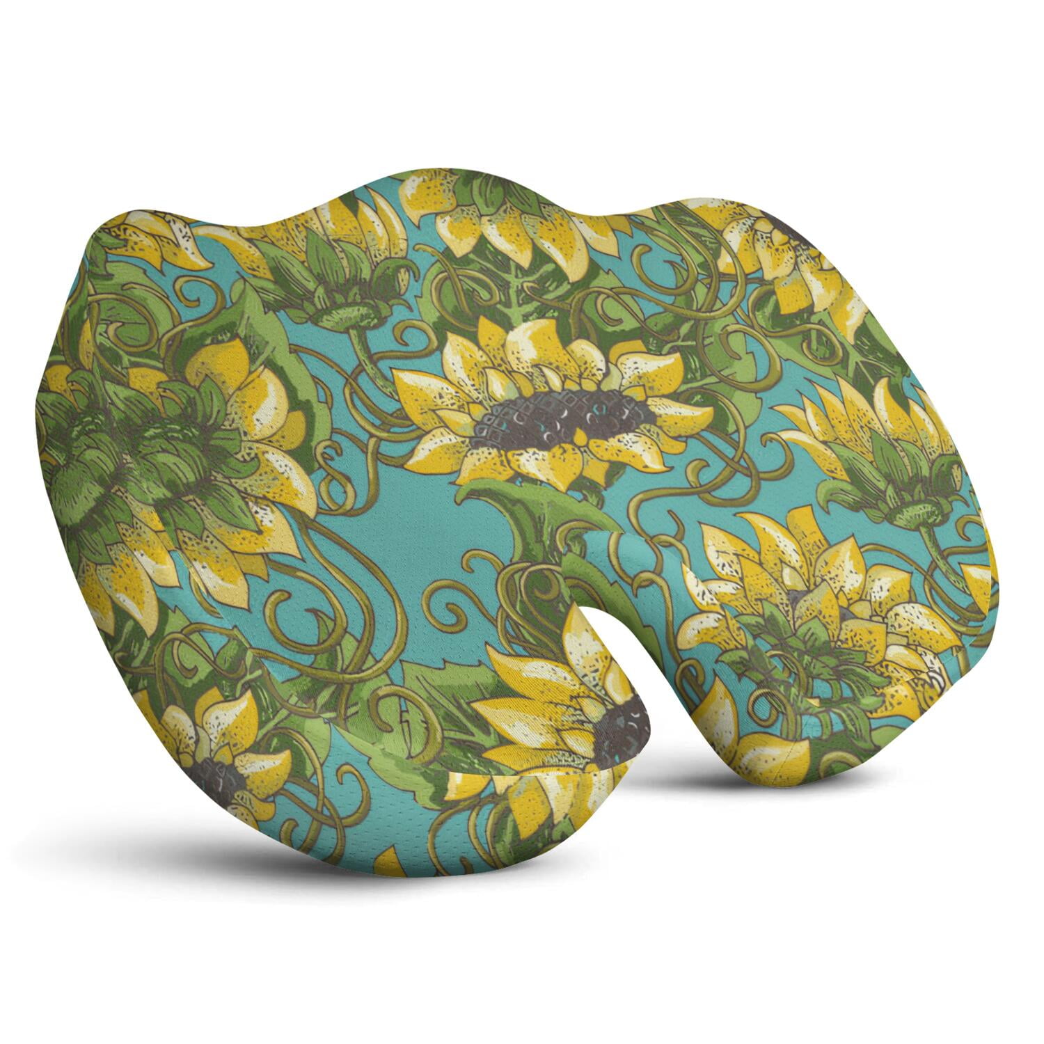 Premium Sunflower Pattern Memory Foam Seat Cushion Ergonomic Chair Pad ...