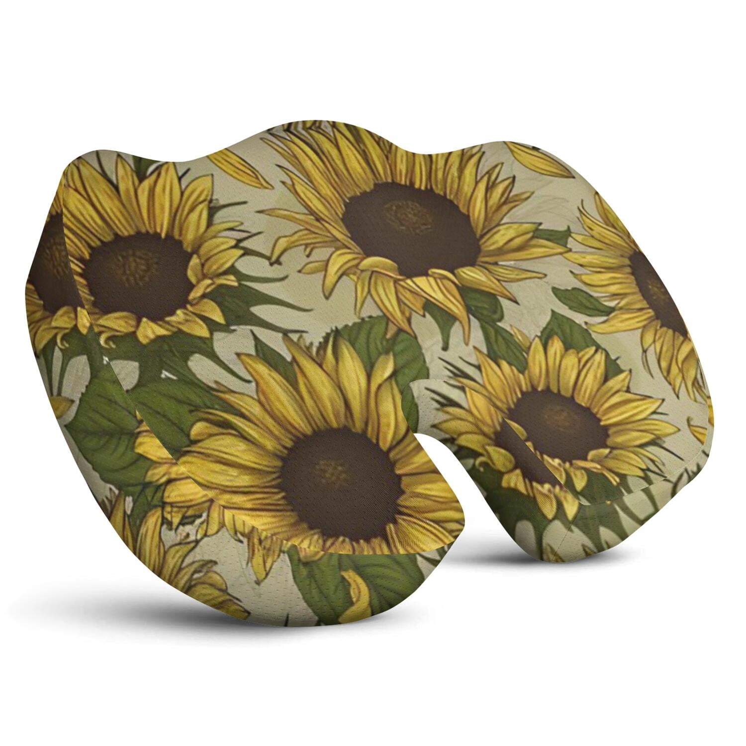 Premium Sunflower Pattern Memory Foam Seat Cushion Ergonomic Chair Pad ...