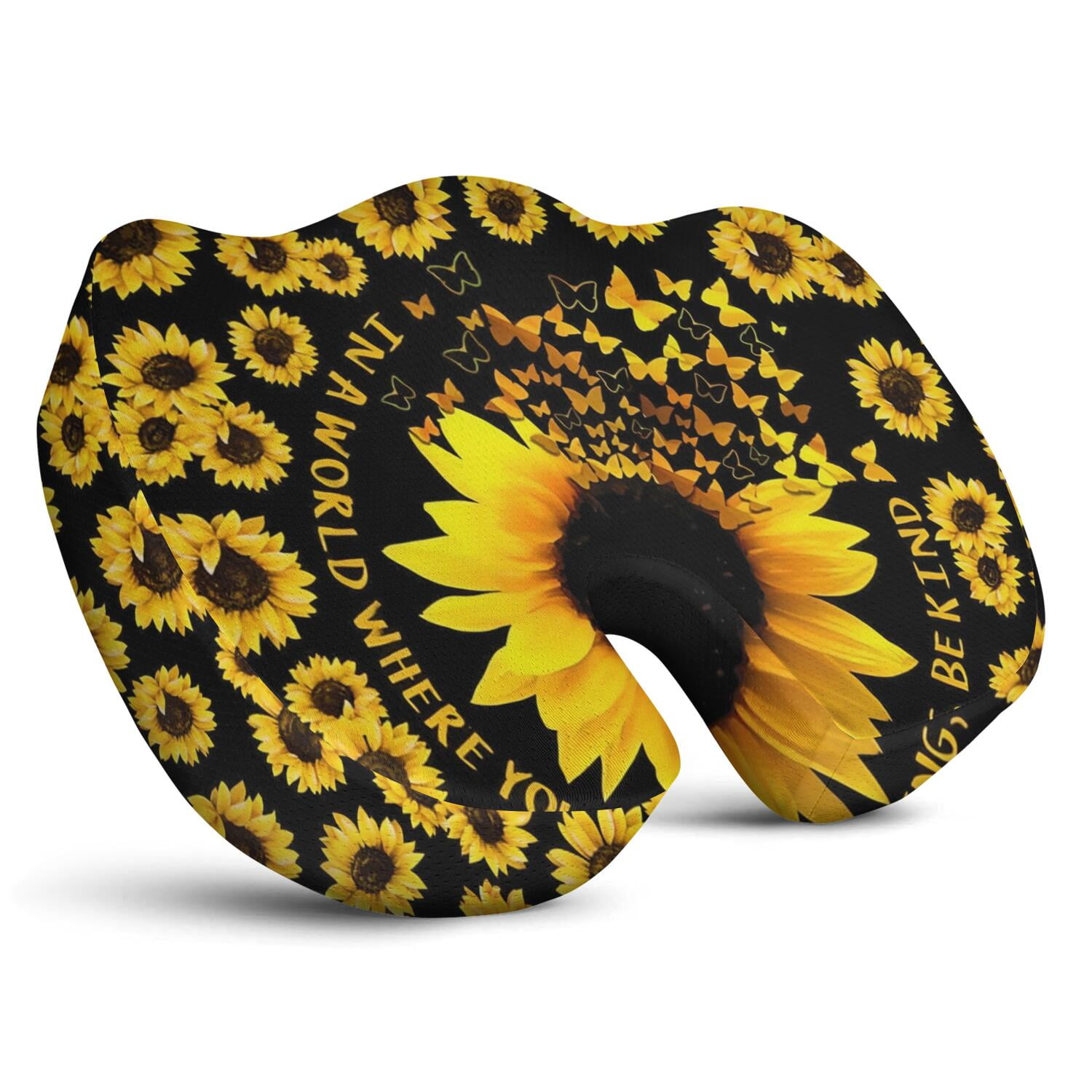 Premium Sunflower Pattern Memory Foam Seat Cushion Ergonomic Chair Pad ...