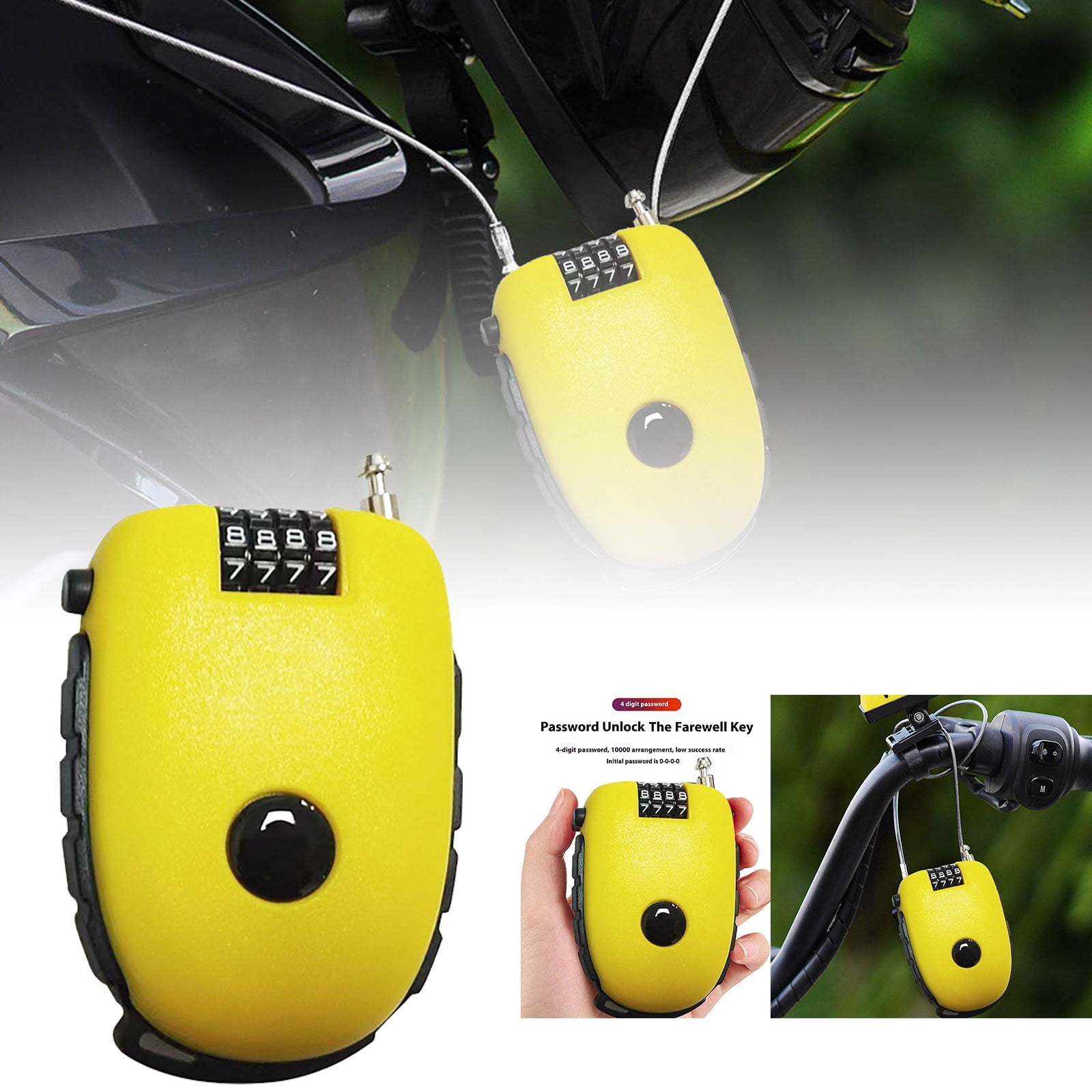 Super Light and Compact Combination Lock with 70 - cm Coiled Steel Wire ...