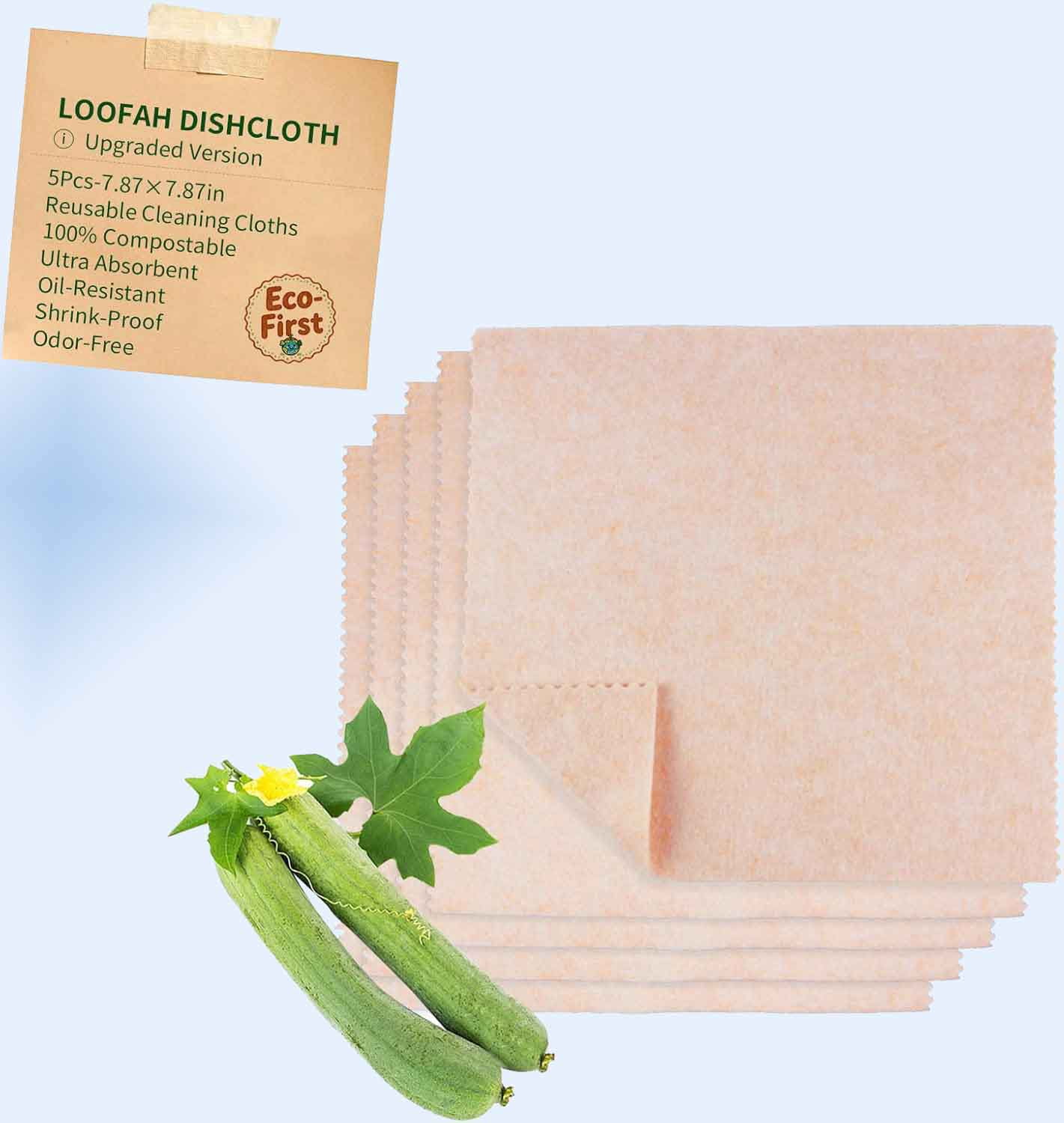 Premium Swedish Dishcloth 5 Pack - 100% Compostable Loofah & Plant ...