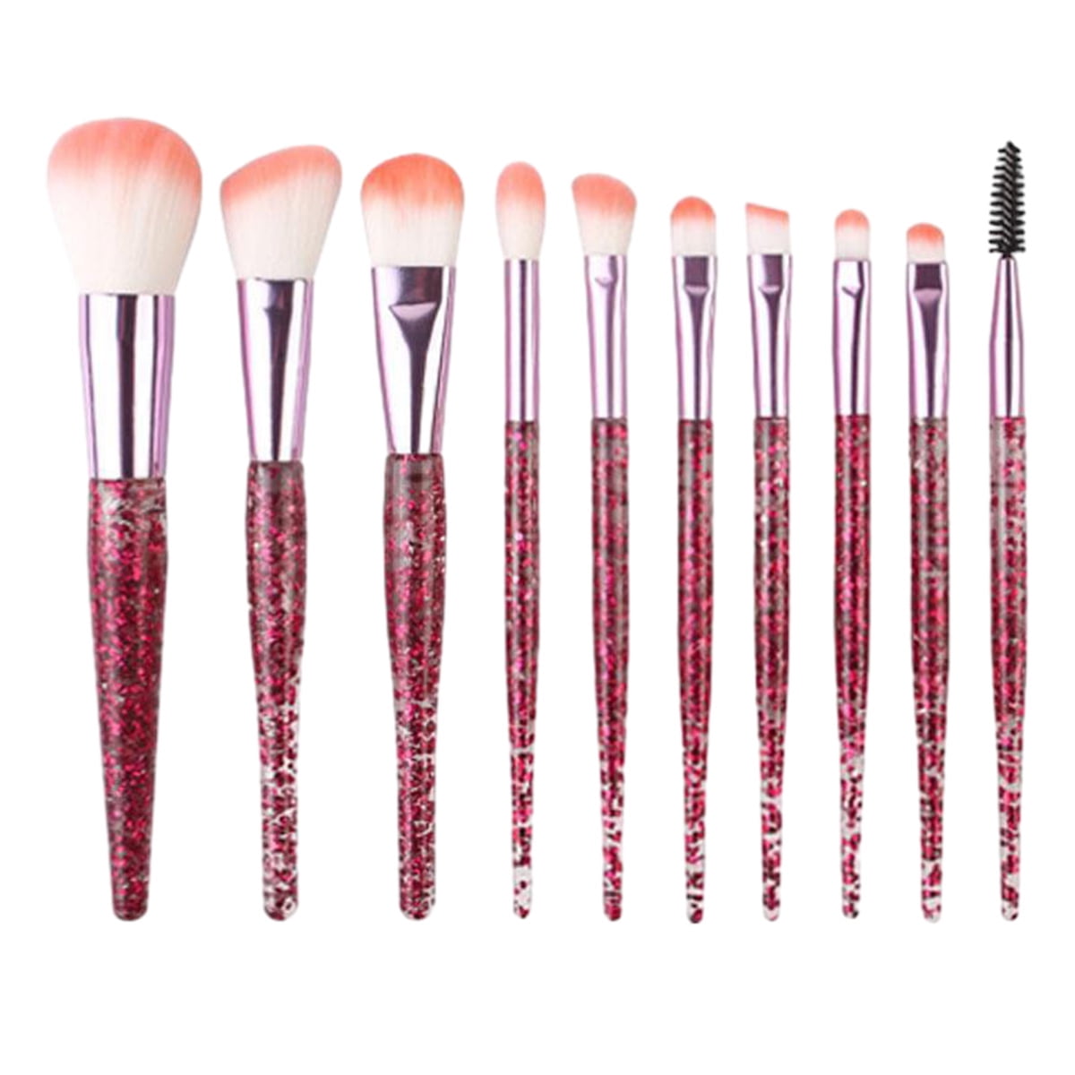 Premium Synthetic Fiber Glitter Makeup Brushes Set Of 10(red) - Walmart.com