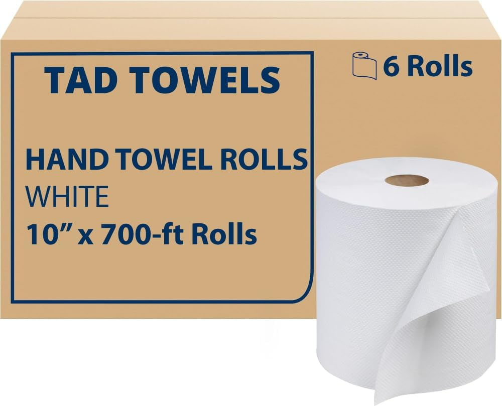 Premium TAD Paper Towel Rolls, 10"x550ft, White - High Capacity Soft ...