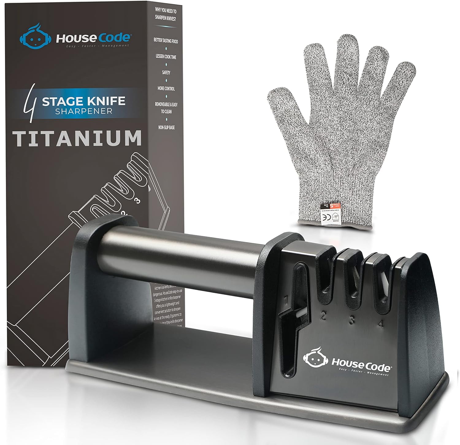 Premium TITANIUM Knife Sharpeners - 4 in 1 Knife Sharpening with Cut ...