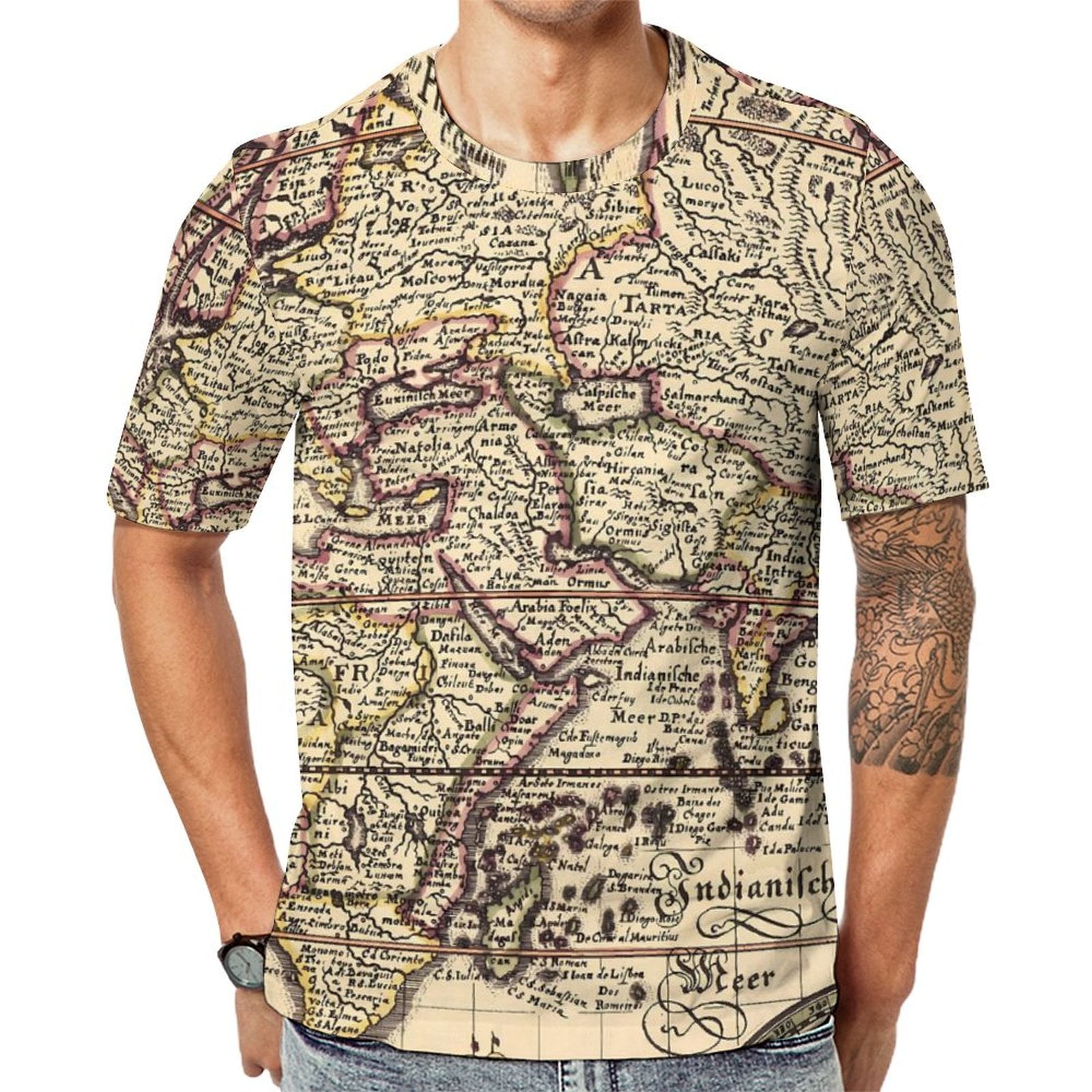 Premium TShirt Europe Map TShirts Vintage Print Streetwear Harajuku Tee ...