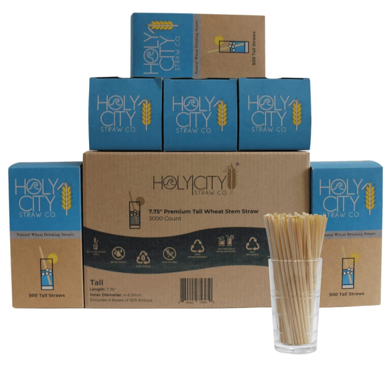 Premium Tall Wheat Stem Straws | 3000ct. | 7.75" | Certified ...