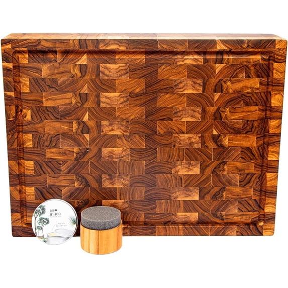 Premium Teak Wood Butcher Block Cutting Board Set - Complete Set with ...