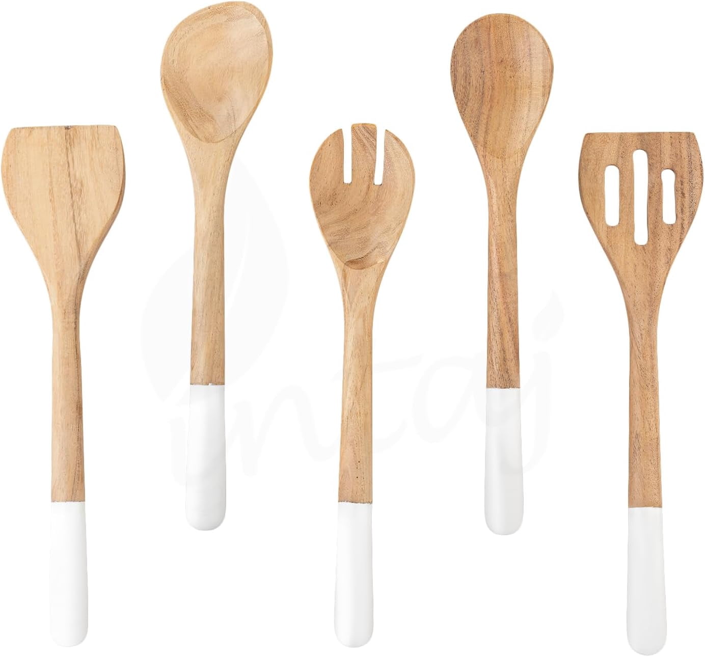 Premium Teak Wooden Spoons for Cooking – 5-Piece Kitchen Utensils Set ...