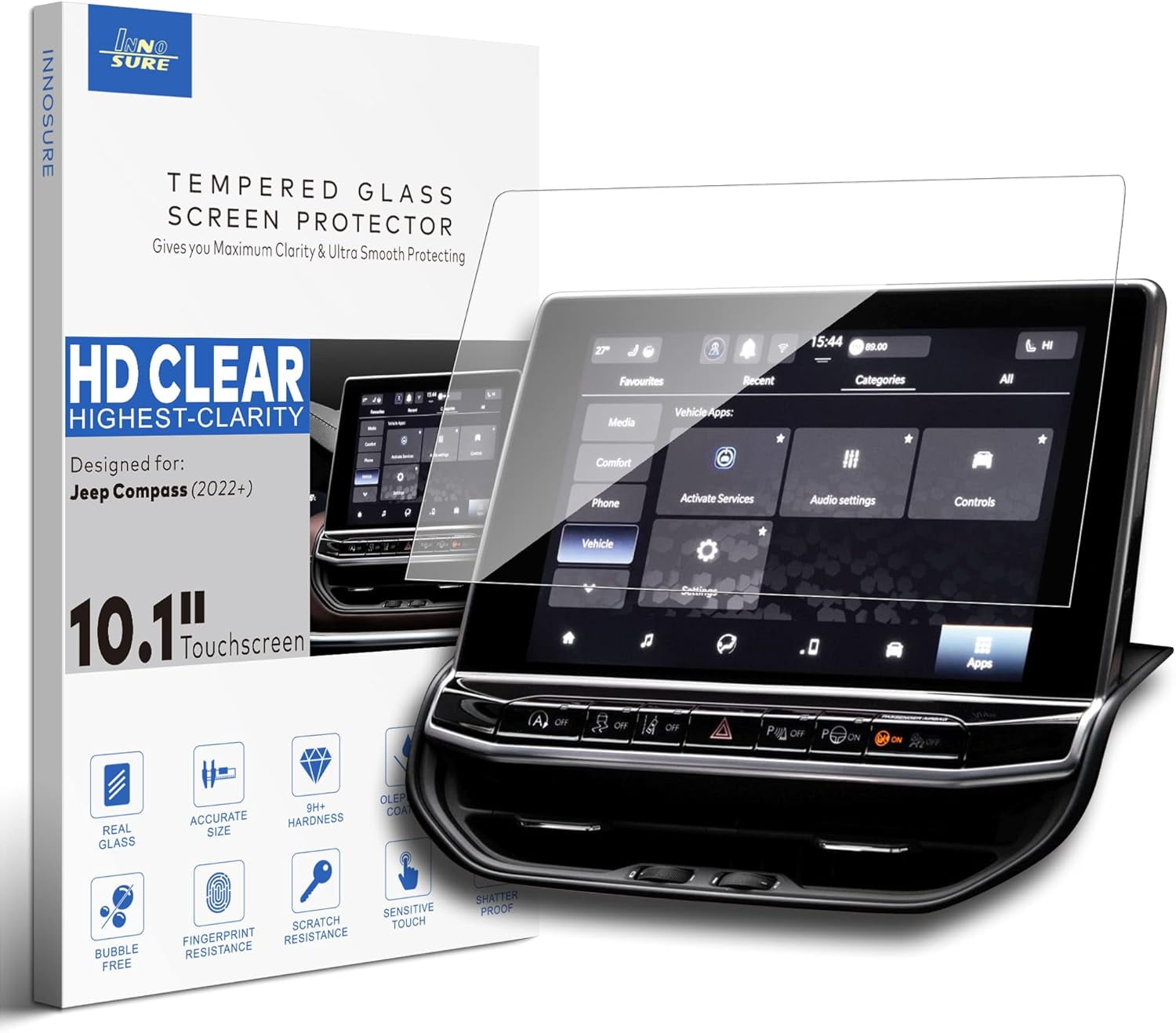 Premium Tempered Gl Screen Protector for 2022 2023 2024 Jeep Comp 10.1 ...