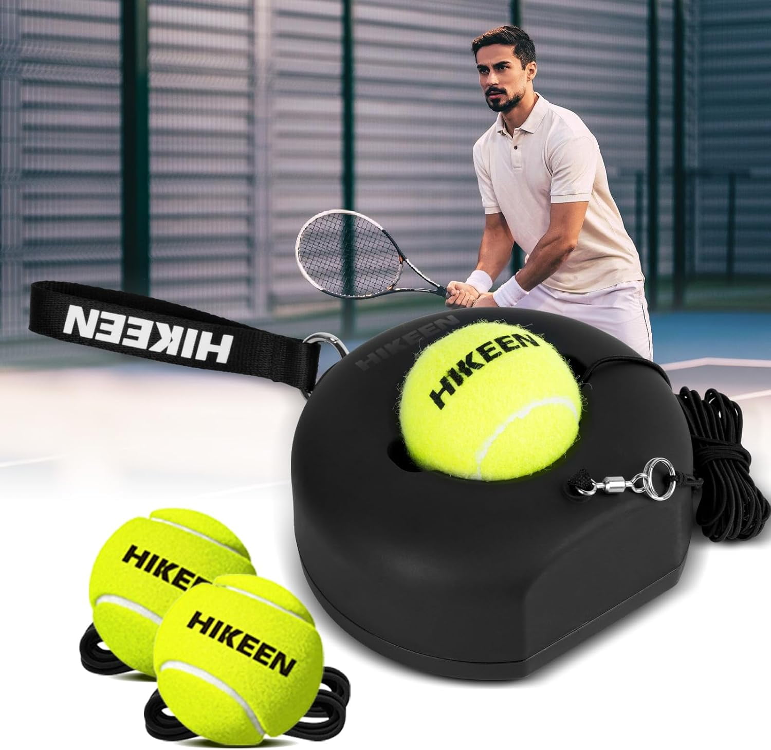 Premium Tennis Trainer Rebound with Metal Base,Portable Solo Tennis ...