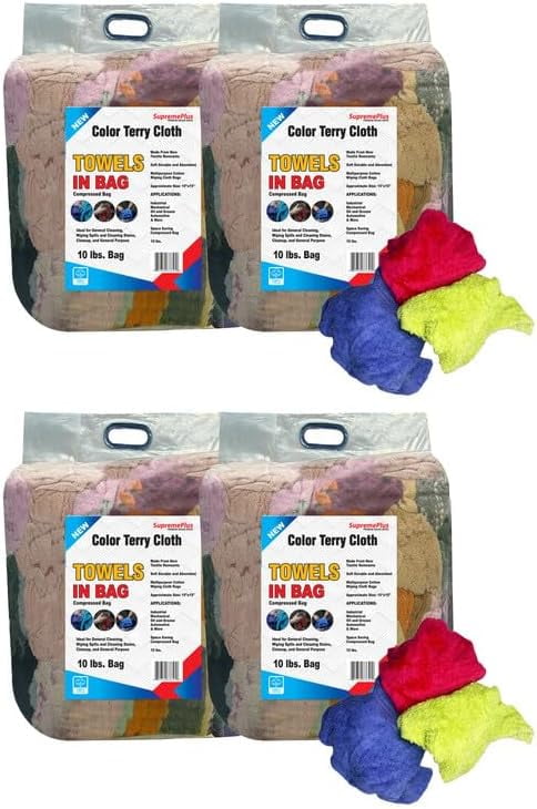 Premium Terry Cloth Rags – Super Absorbent Cotton Cleaning Rags for ...