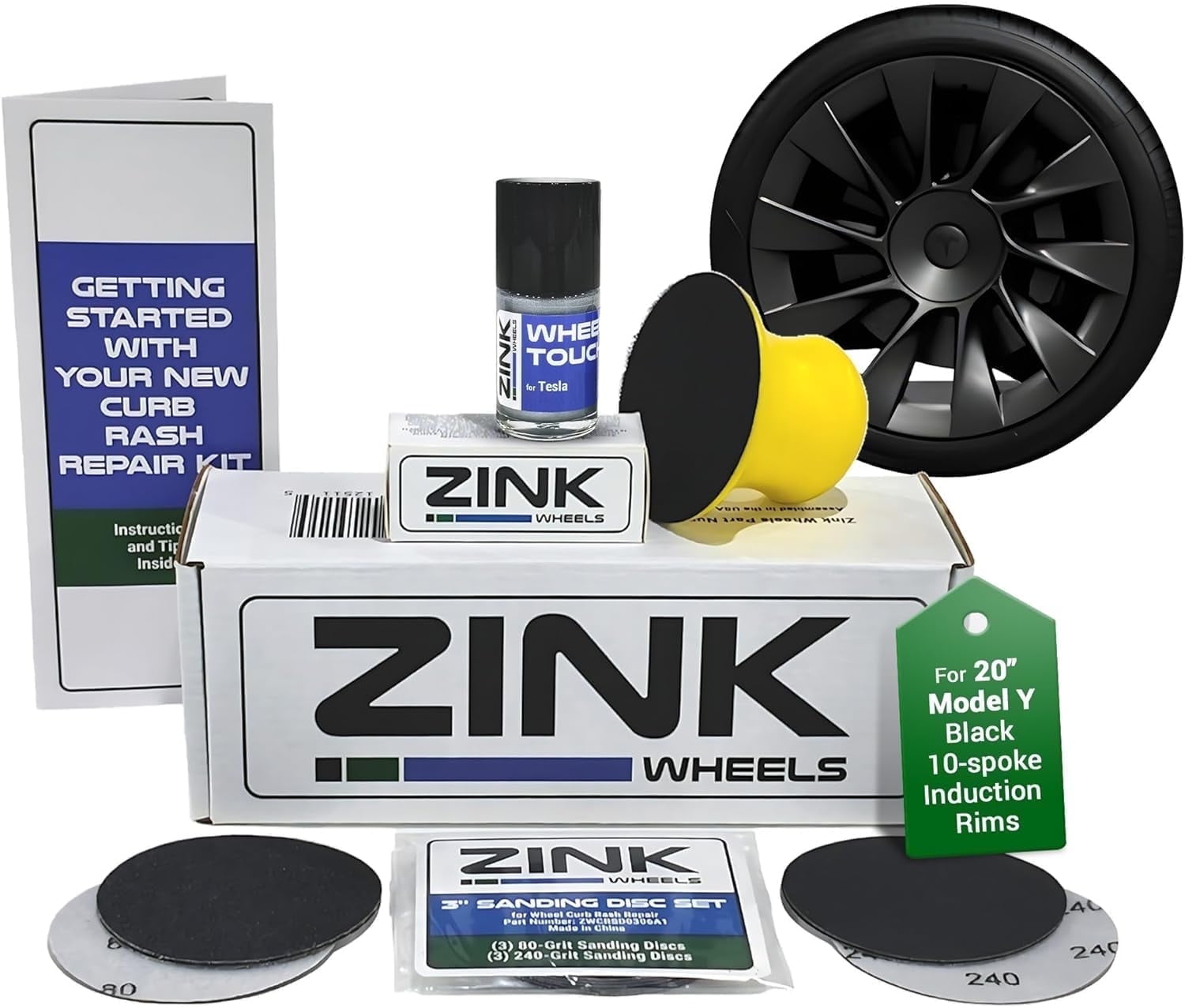 Premium Tesla Wheel Curb Rash Repair Kit for Model Y 20-inch Black ...