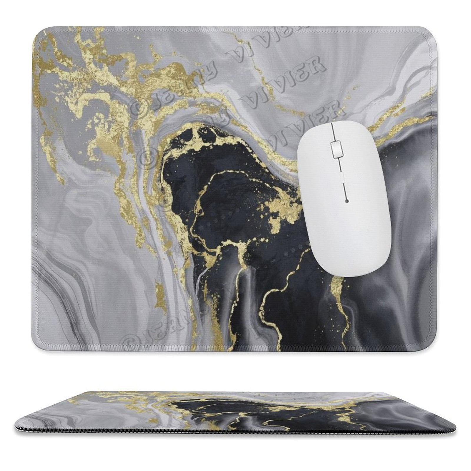 Premium Textured Black and Gold Marble Mouse Mat, 10x12 Inches ...