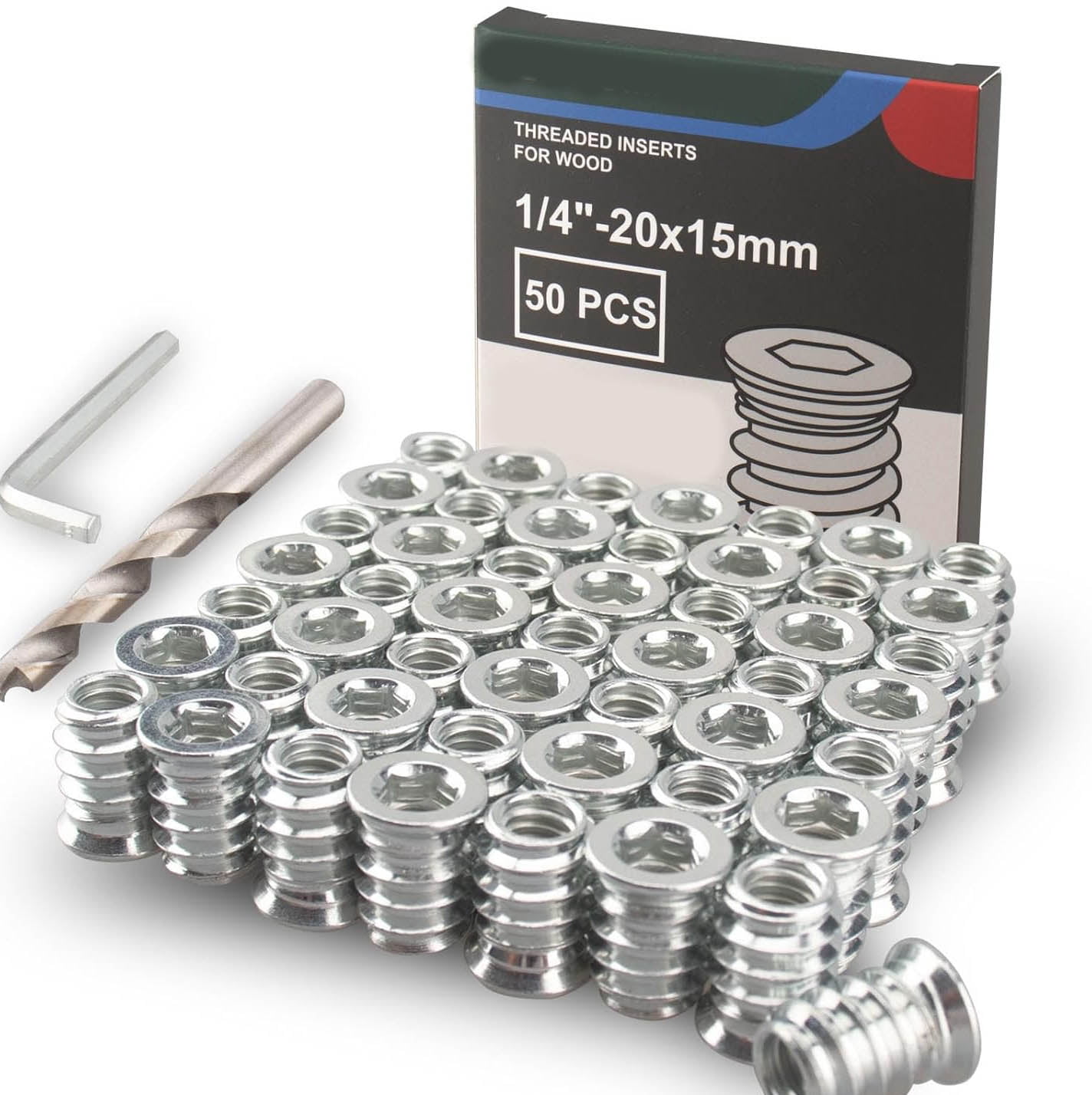 Premium Threaded Inserts for Wood, Threaded Inserts with Drill Bit ...