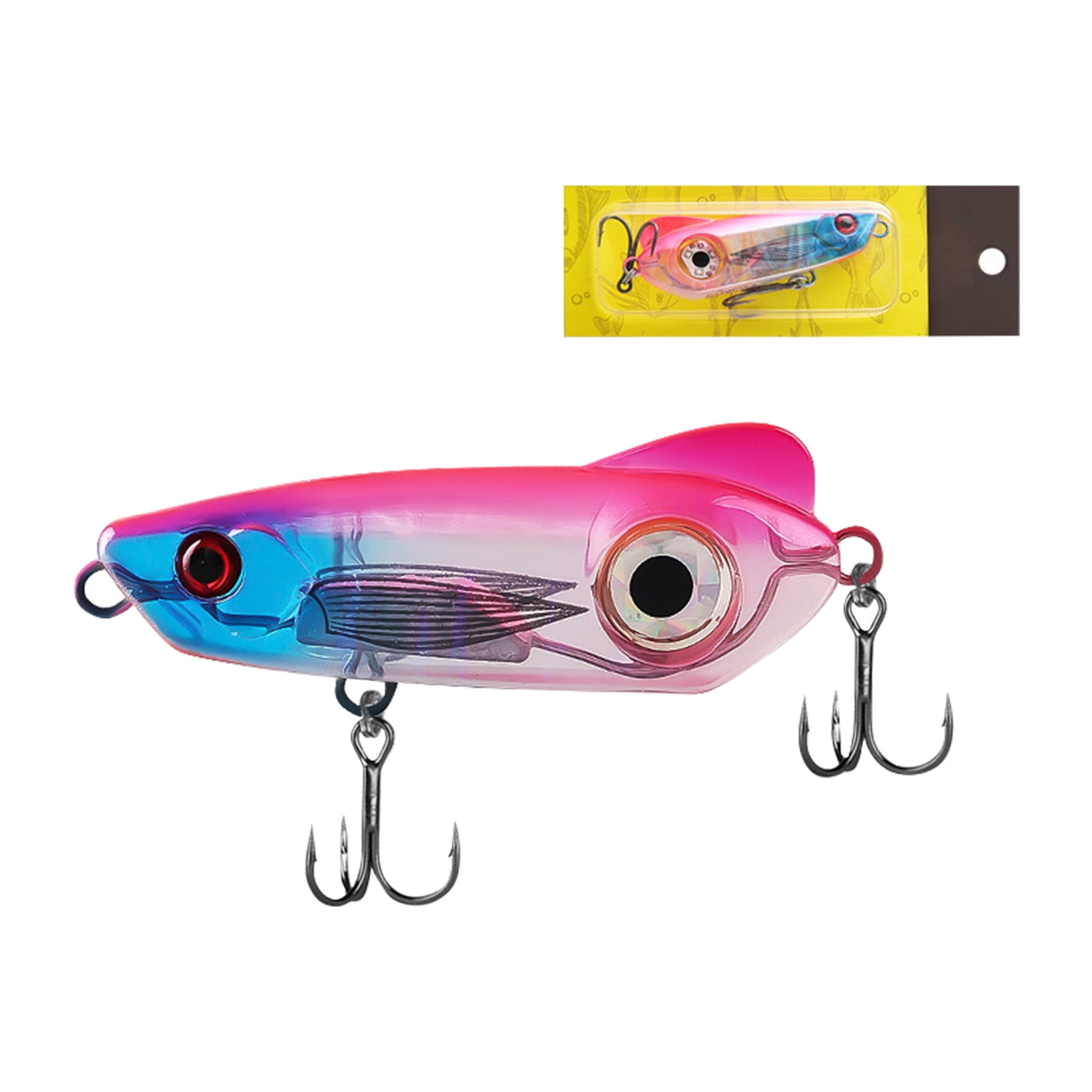 Premium Topwater Fishing Lure with Dual Treble Hooks Floating Popper ...
