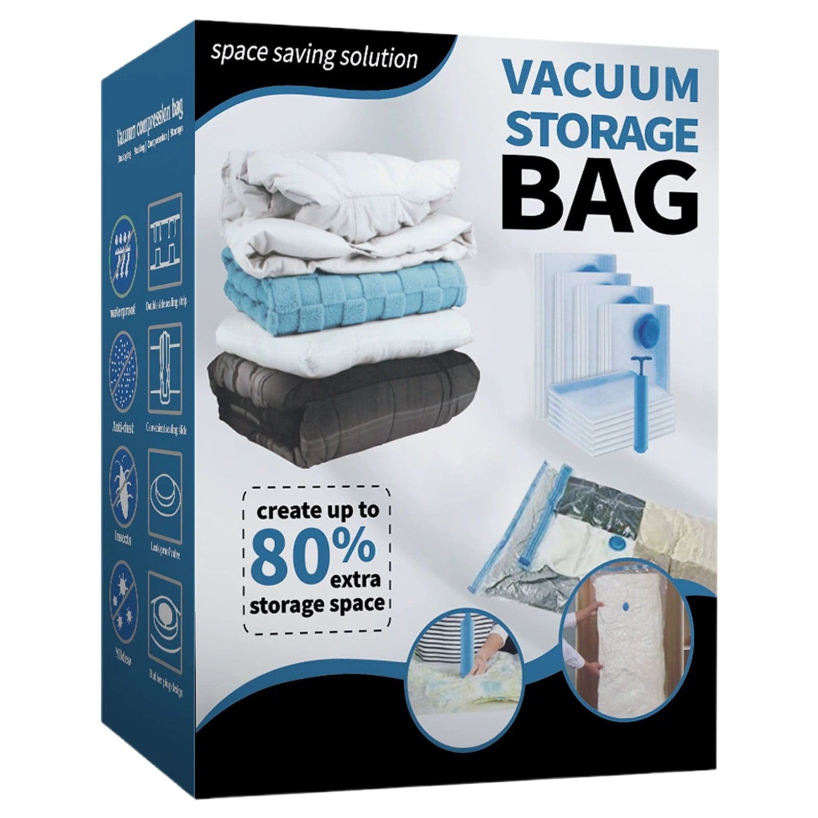 Premium Transparent Blue Vacuum Storage Bags - Space Saving Compression ...