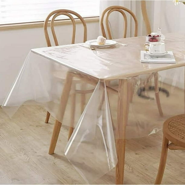 Premium Transparent Clear Plastic Tablecloth Protector for Dining Room ...