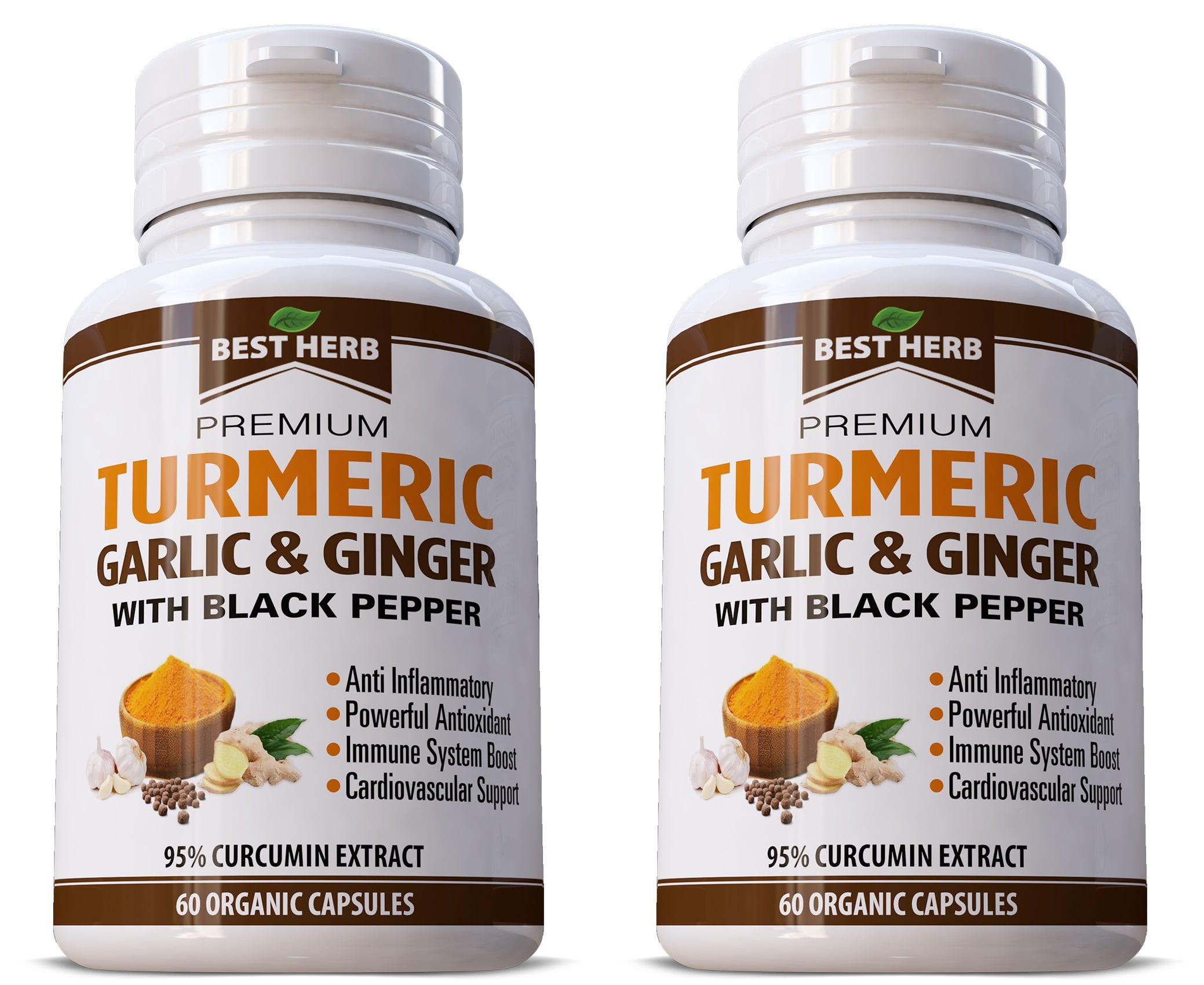 Premium Turmeric Garlic Ginger Organic Supplements with Bioperine ...