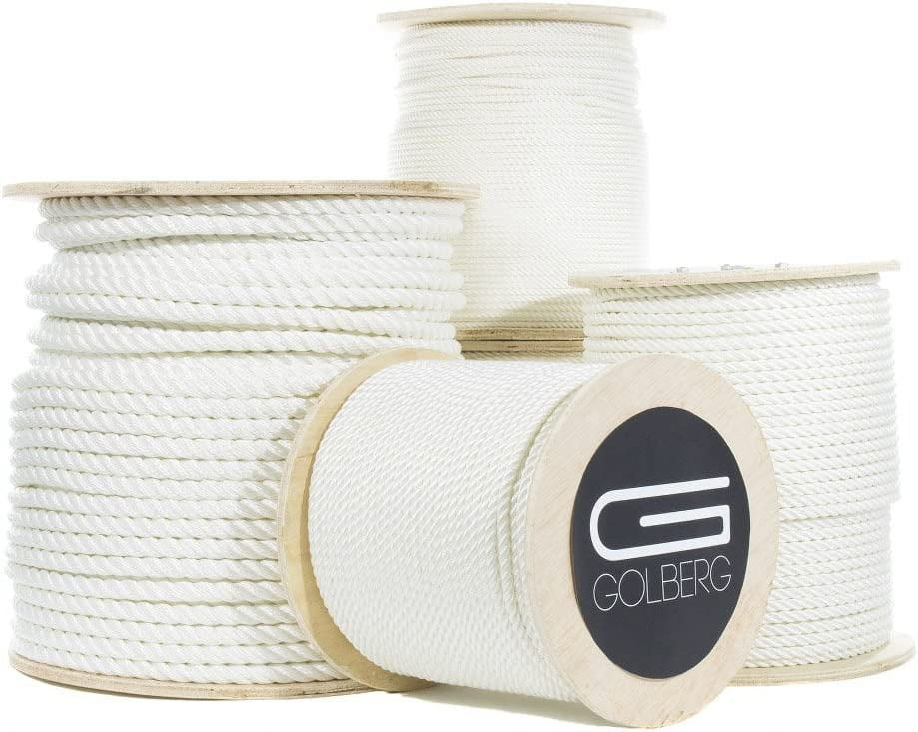 Premium USA Made Twisted Nylon Rope - (1/2 Inch x 100 Feet, White ...