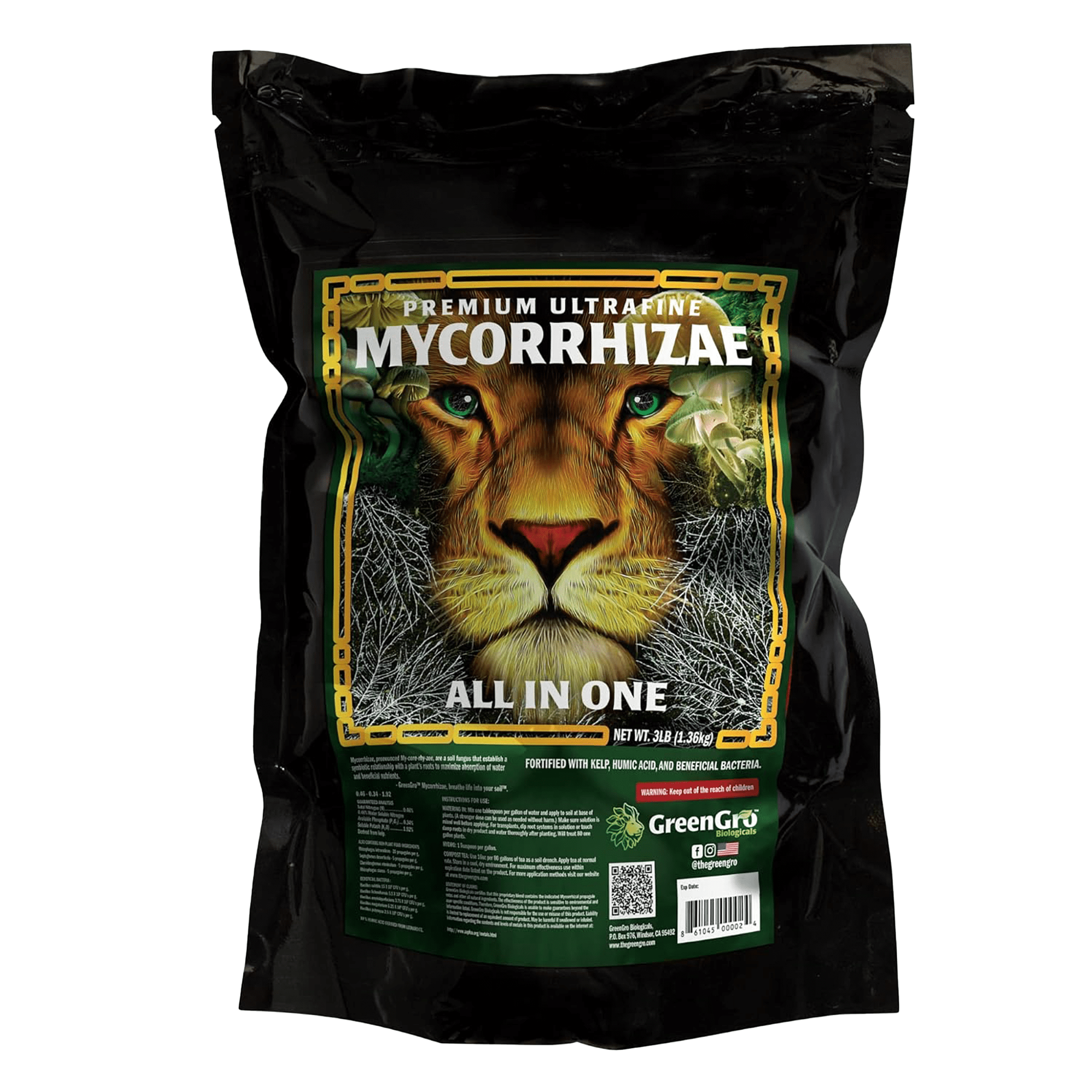 Premium Ultrafine Mycorrhizae Fertilizer - 3 lb Pouch by GreenGro ...
