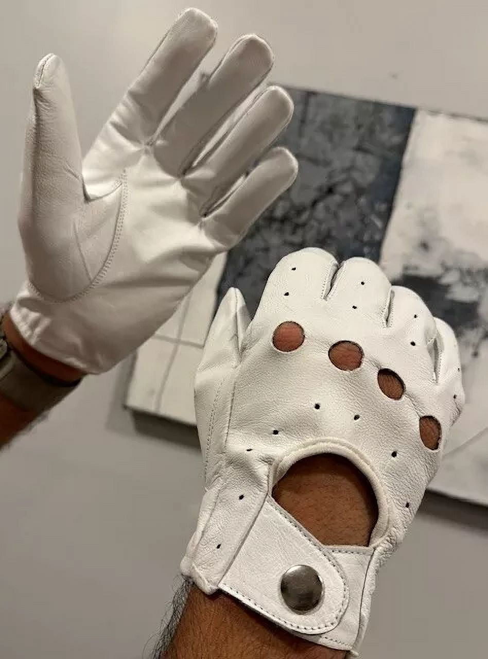 Premium Unisex Thin Unlined Leather Gloves with Police Style Holes ...