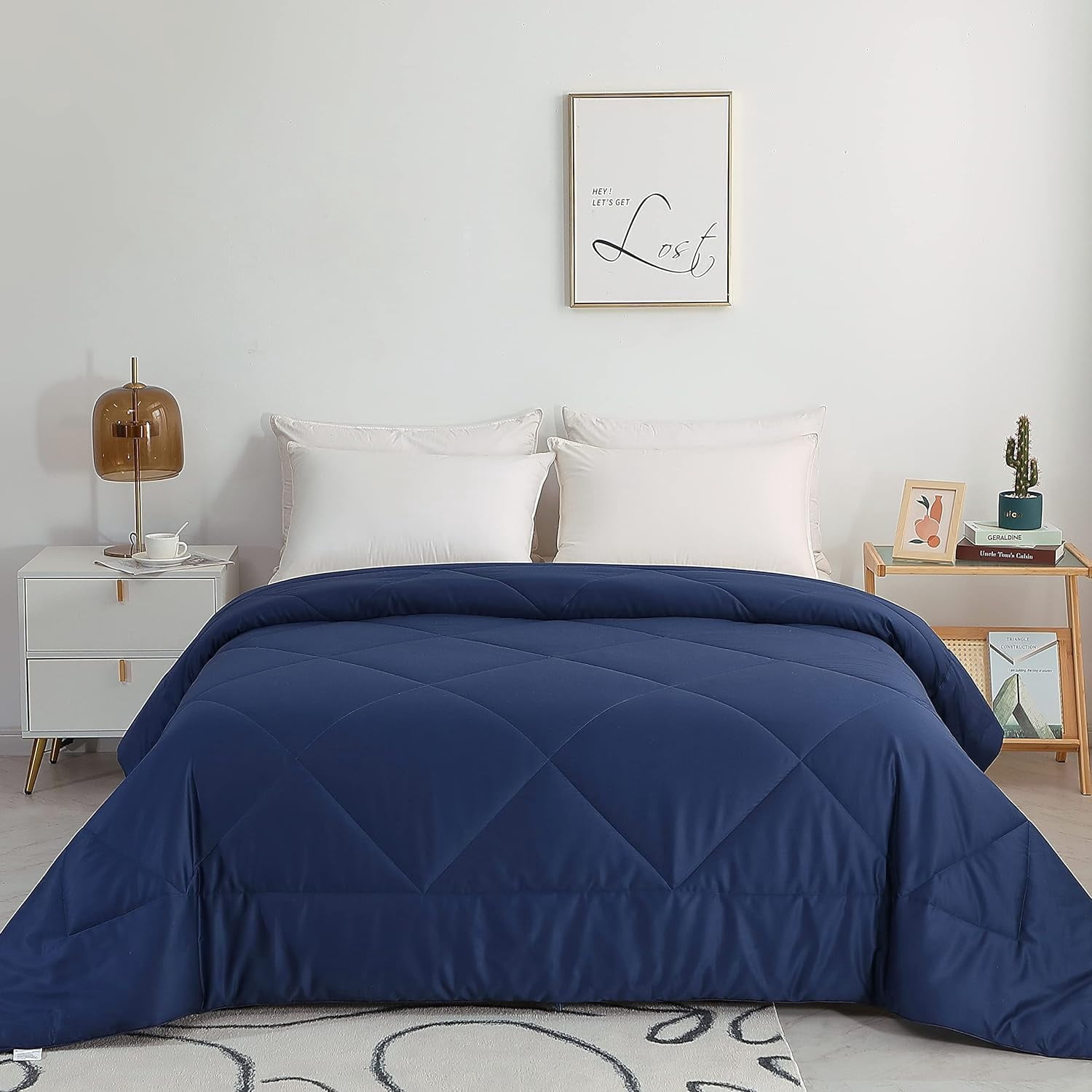 Premium Upgraded Non-Vacuum Bed Quilt All Seasons 100% Cotton Filled ...