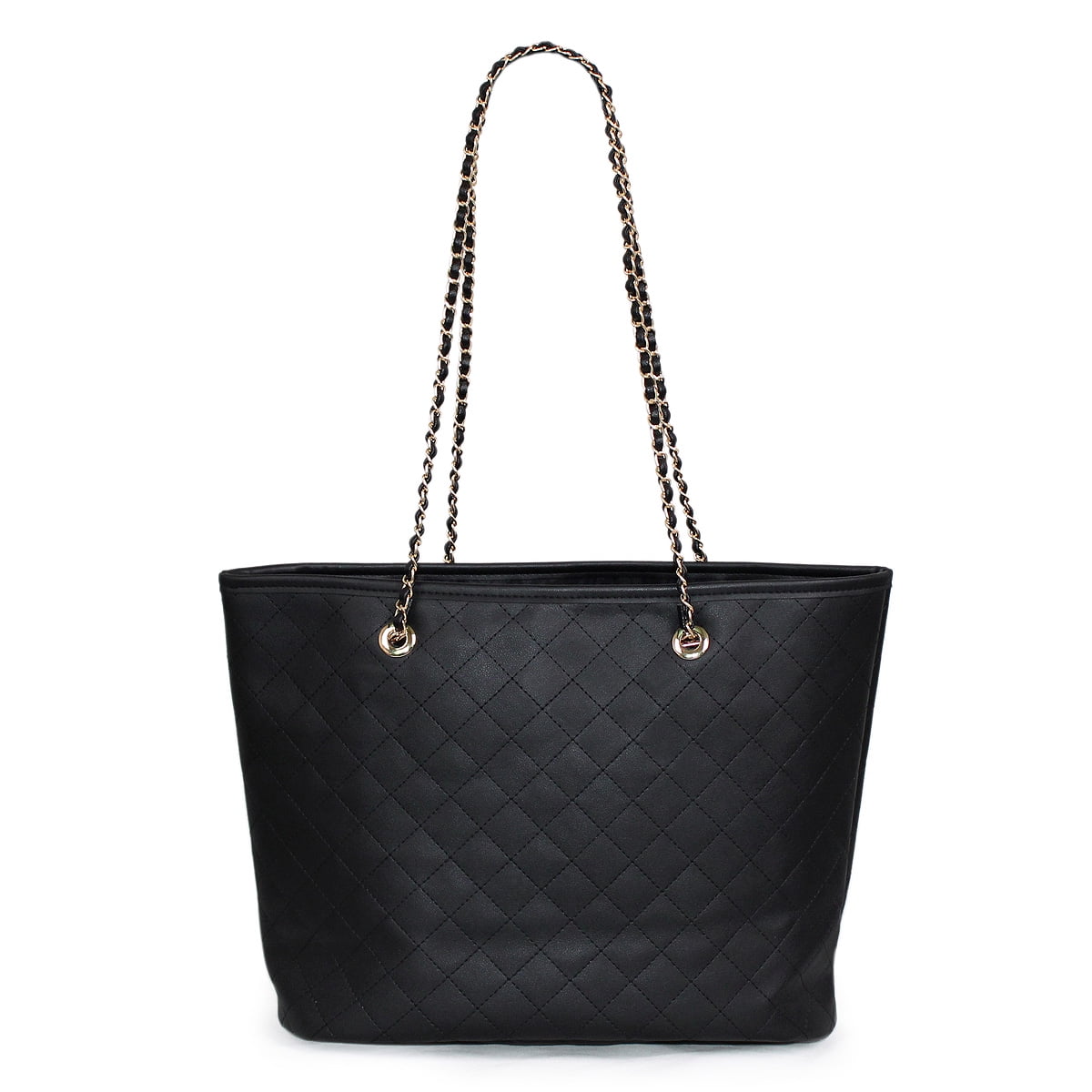 Premium Vegan Leather Classic Quilted Tote Shoulder Bag - Walmart.com