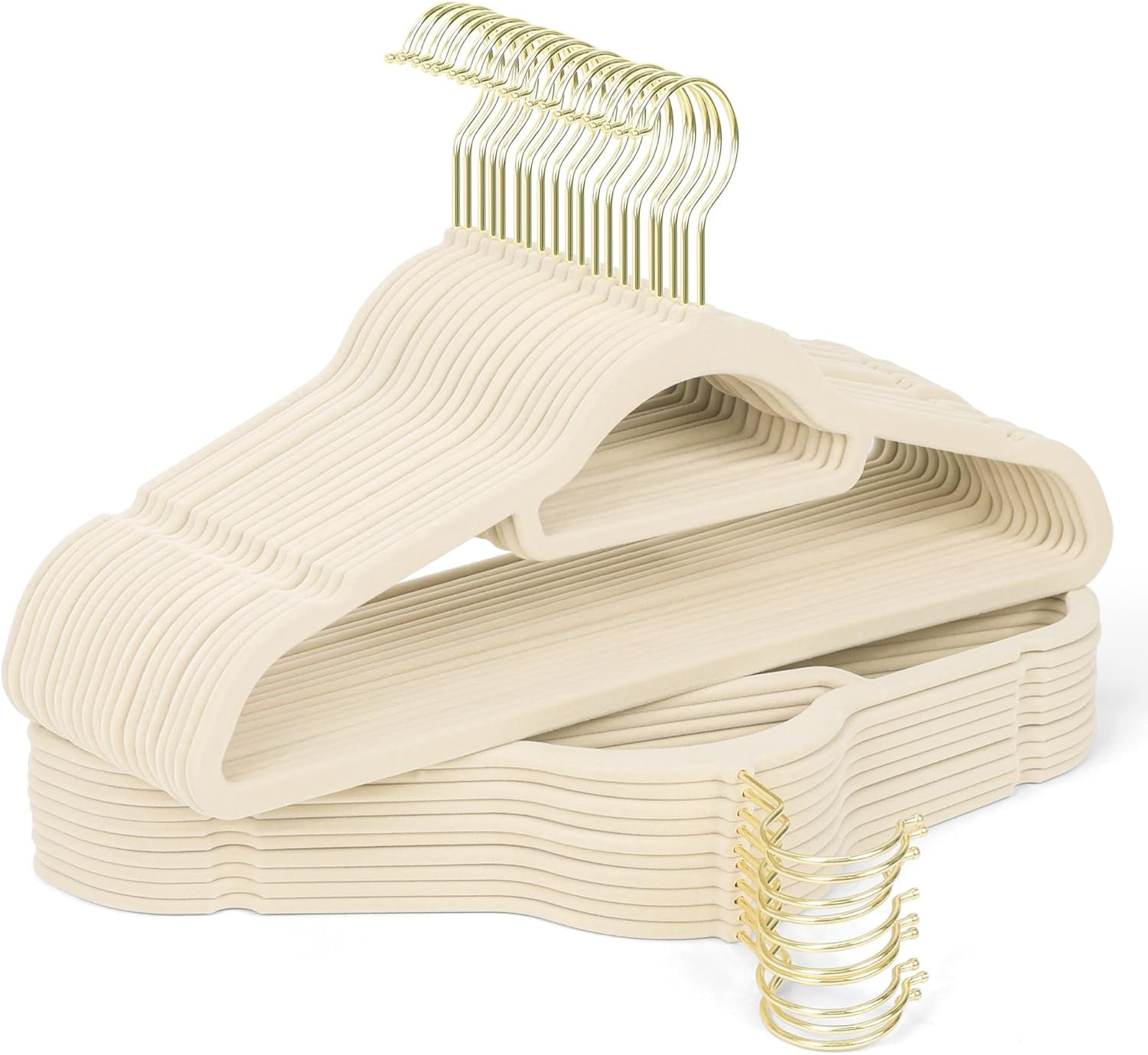 Premium Velvet Hangers 30 Pack with Gold Hooks, Non-Slip, Space Saving ...