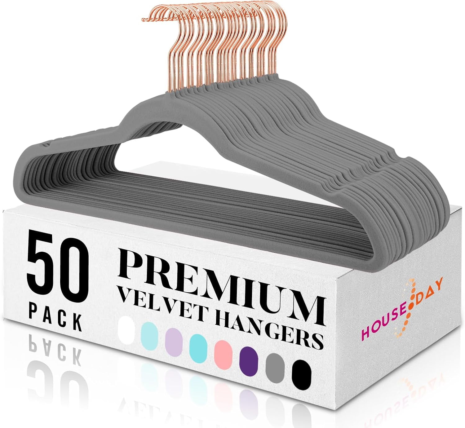 Premium Velvet Hangers 50 Pack Black, Non-Slip Flocked Felt Hangers, Sturdy Clothes Hangers with ...
