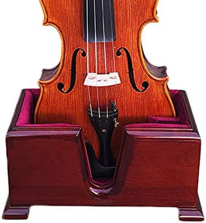 Premium Violin Burgundy Solid Wood Stand and Bow Holder Velvet Plush ...