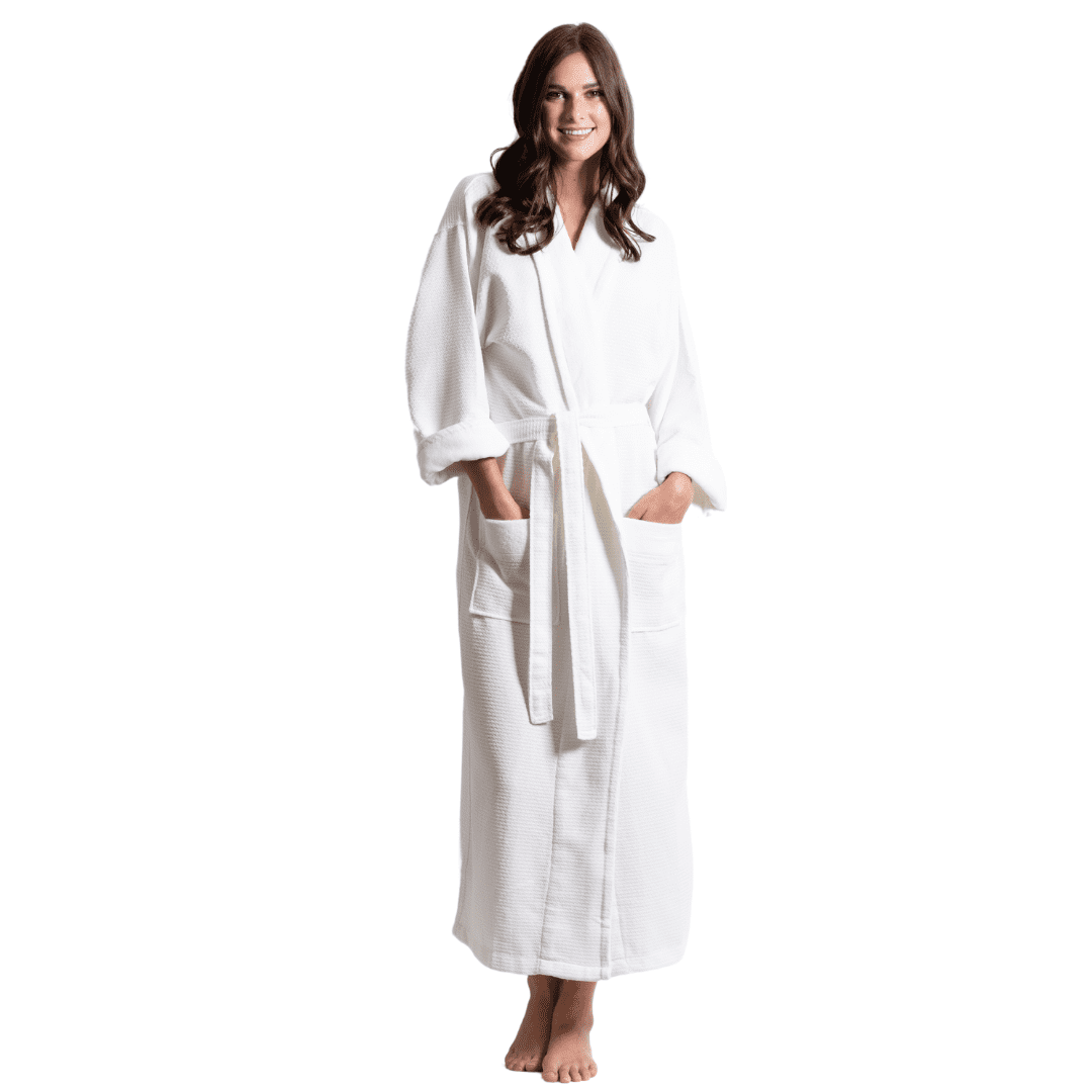Premium Waffle Bathrobe, Velour Shawl Collar and Cuff, 100% Cotton ...