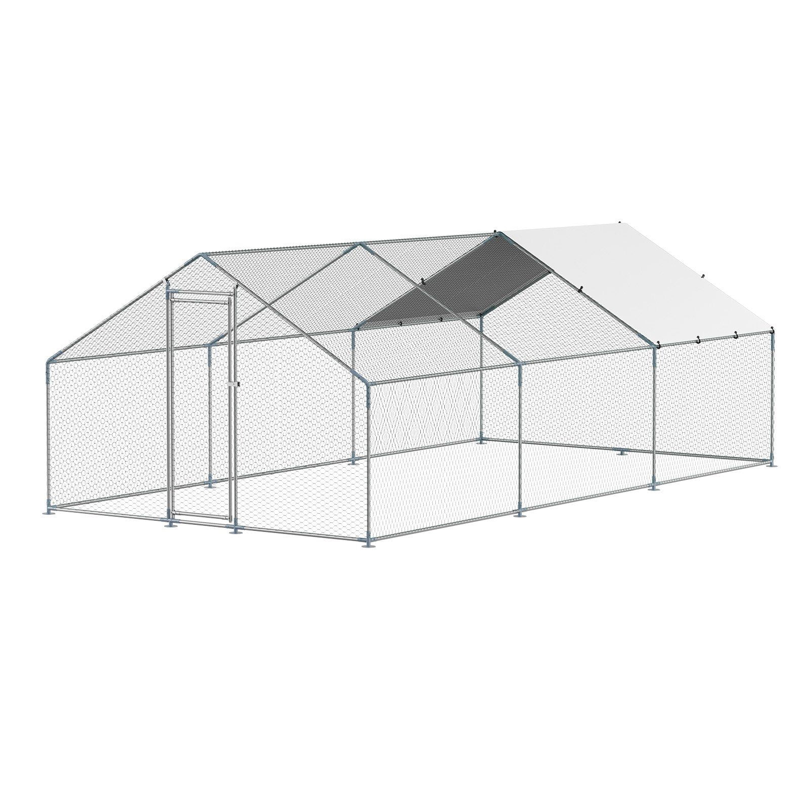 Premium Walk-in Chicken Coop 9.8x19.6x6.5 ft Metal Poultry Run with ...