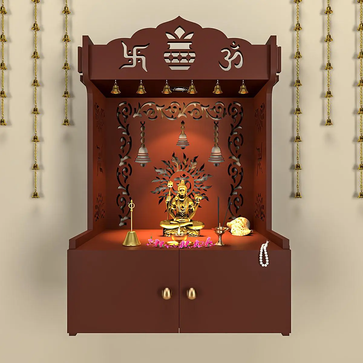 Homscape Premium Wall Mounted Temple with Inbuilt Focus Light and ...
