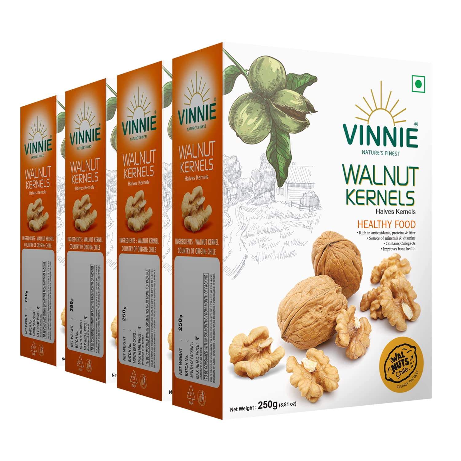 Premium Walnut Halves Kernels Healthy Food By Vinnie 1kg, (250gm * Pack Of 4) | Nutricious ...