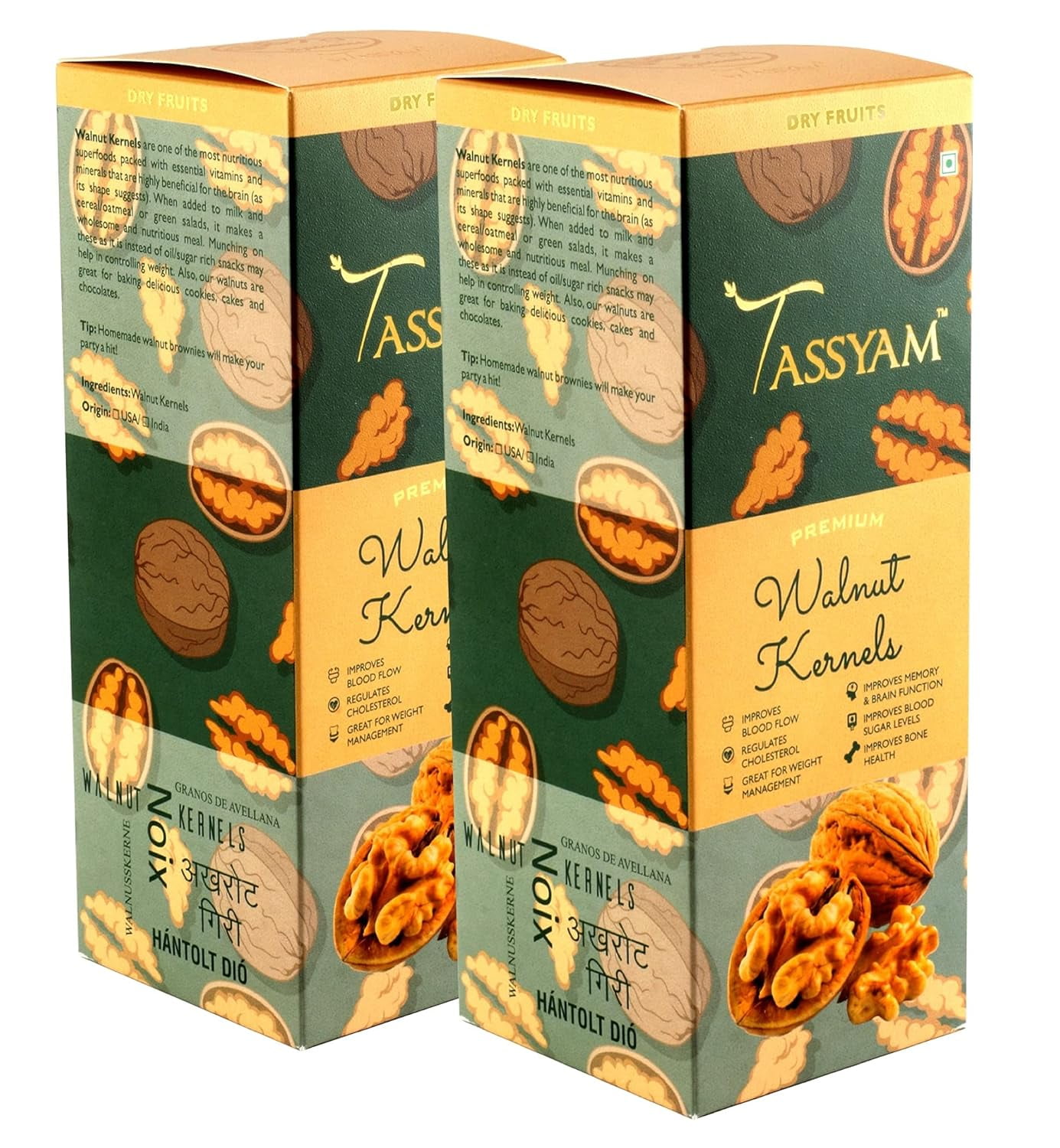 Premium Walnut Kernels By Tassyam 400gm, (200gm * Pack Of 2) | Crisp ...