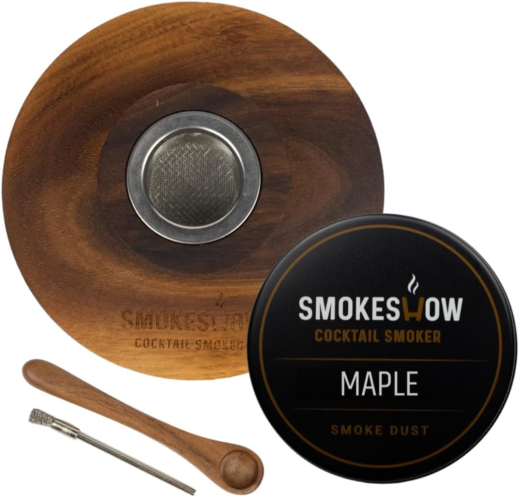 Premium Walnut Wood Cocktail Smoker with One 4 oz Tin of Wood Chips ...