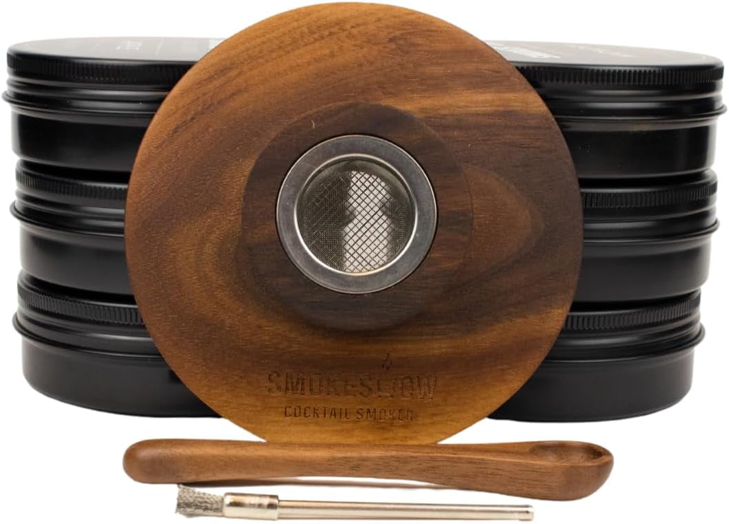 Premium Walnut Wood Cocktail Smoker with One 4 oz tin. Great for ...