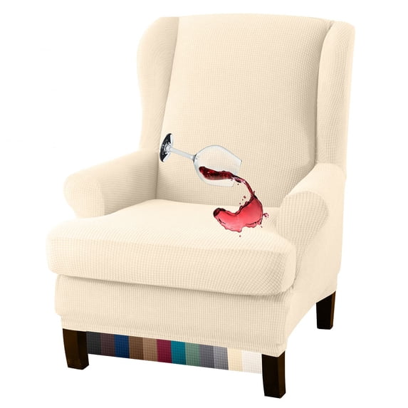 Premium Water Repellent Wingback Chair Cover 2-Piece High Stretch ...
